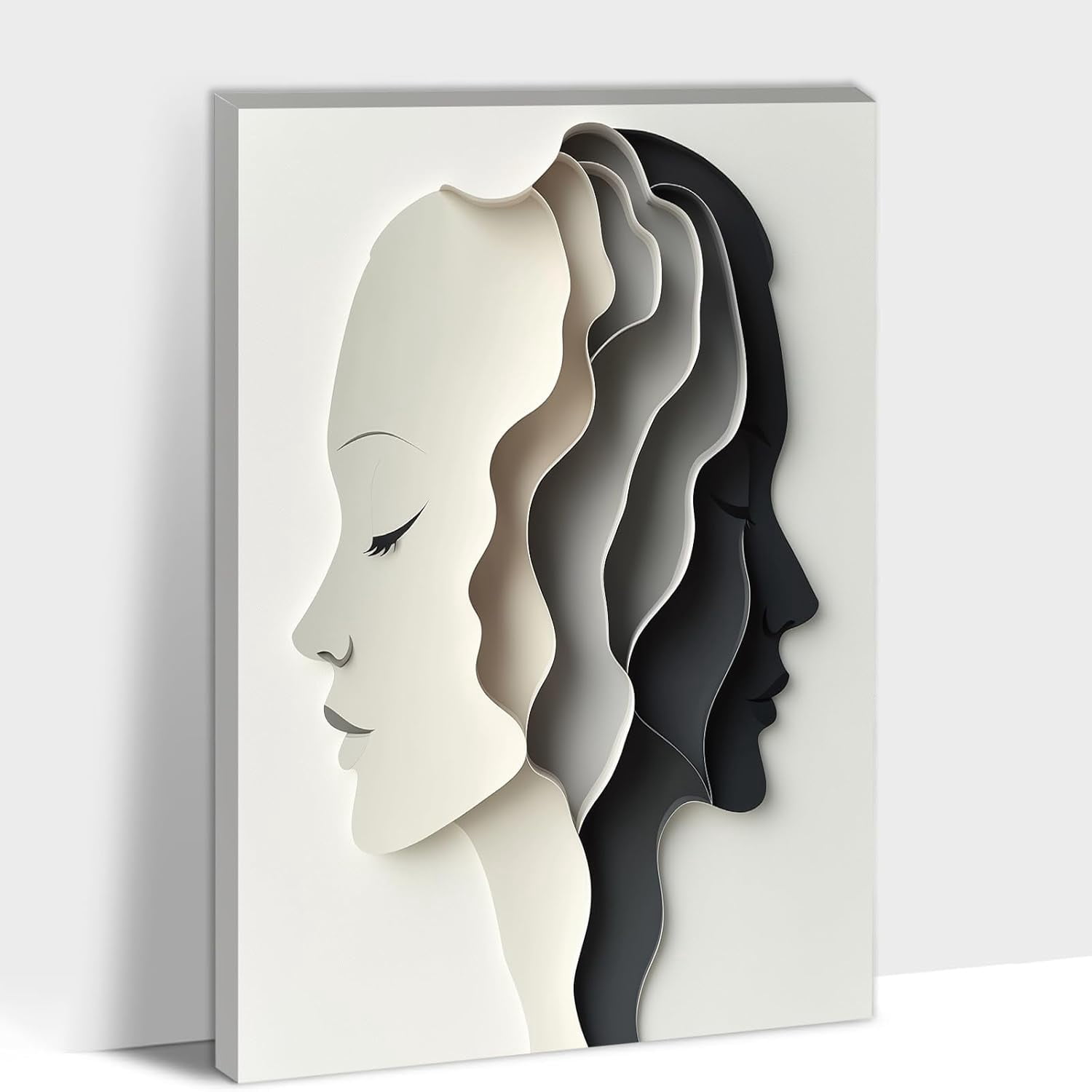 AVOI 3D Black White Canvas Prints, Modern 3D Wall Art for Living Room ...