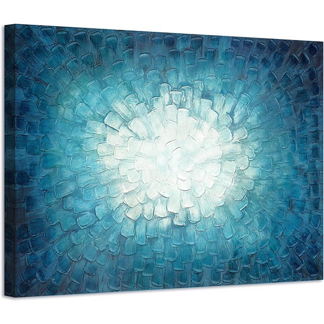 AVOI 3D Teal Abstract Painting Artwork: Teal Textured Picture in ...
