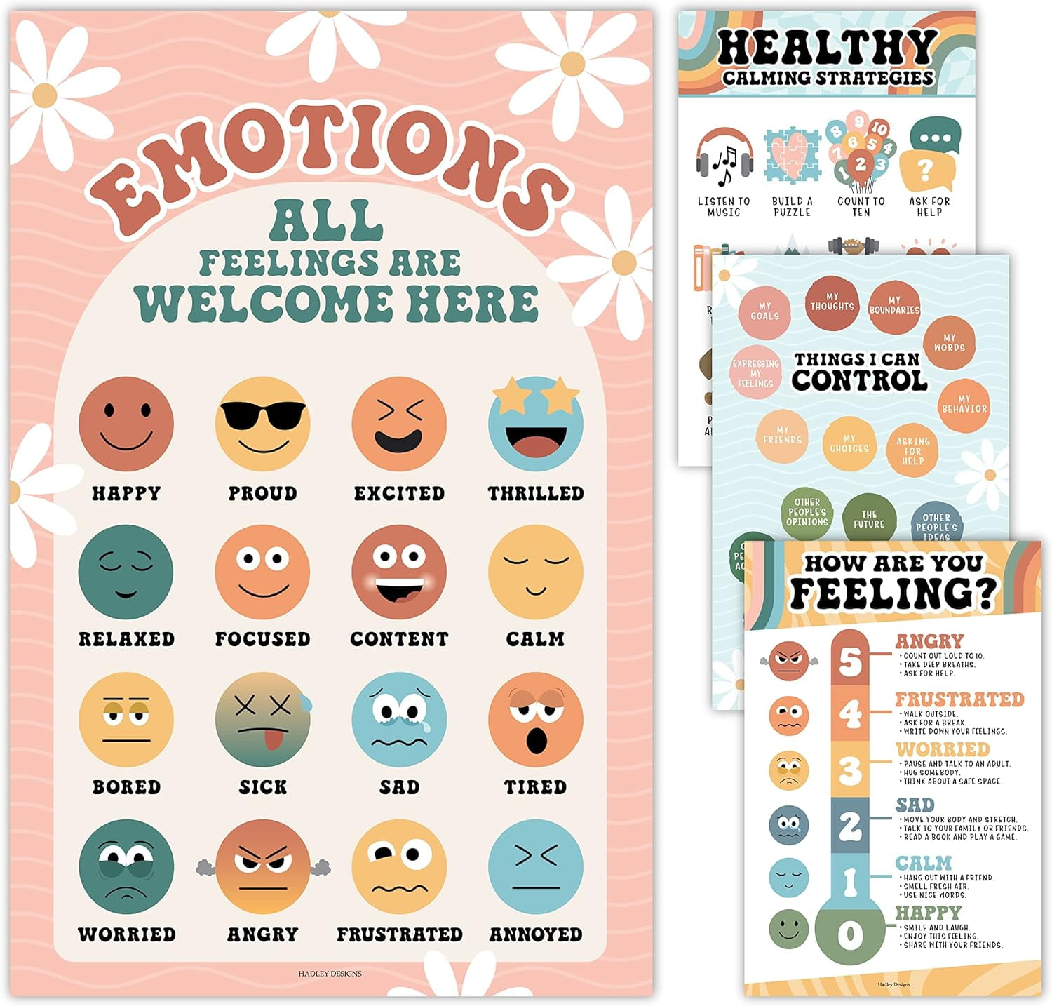 AVOI 4 Retro Feelings Chart For Kids Emotions Chart For Kids Feelings ...