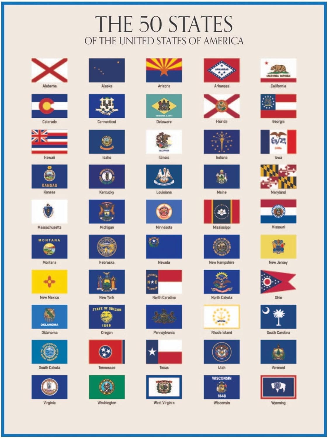 AVOI 50 State Flags of the USA|US History Classroom Decorations|Modern ...