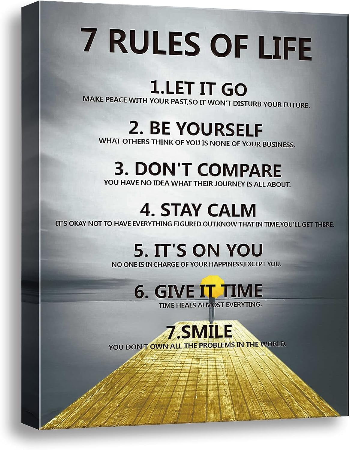 AVOI 7 Rules of Life Motivational wall decor on canvas for classroom ...
