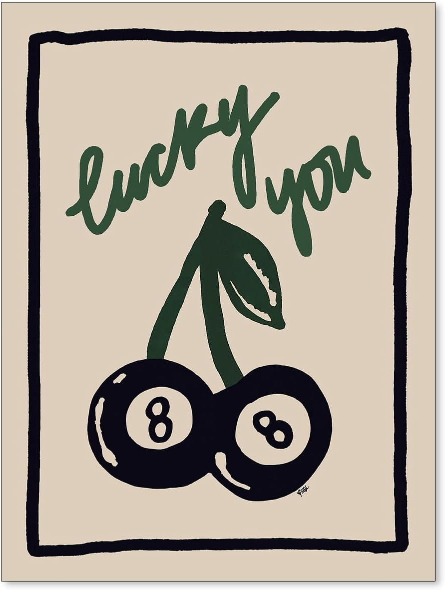 AVOI 8 Ball Cherry Canvas Wall Art Retro Minimalist Preppy Pool Ball ...