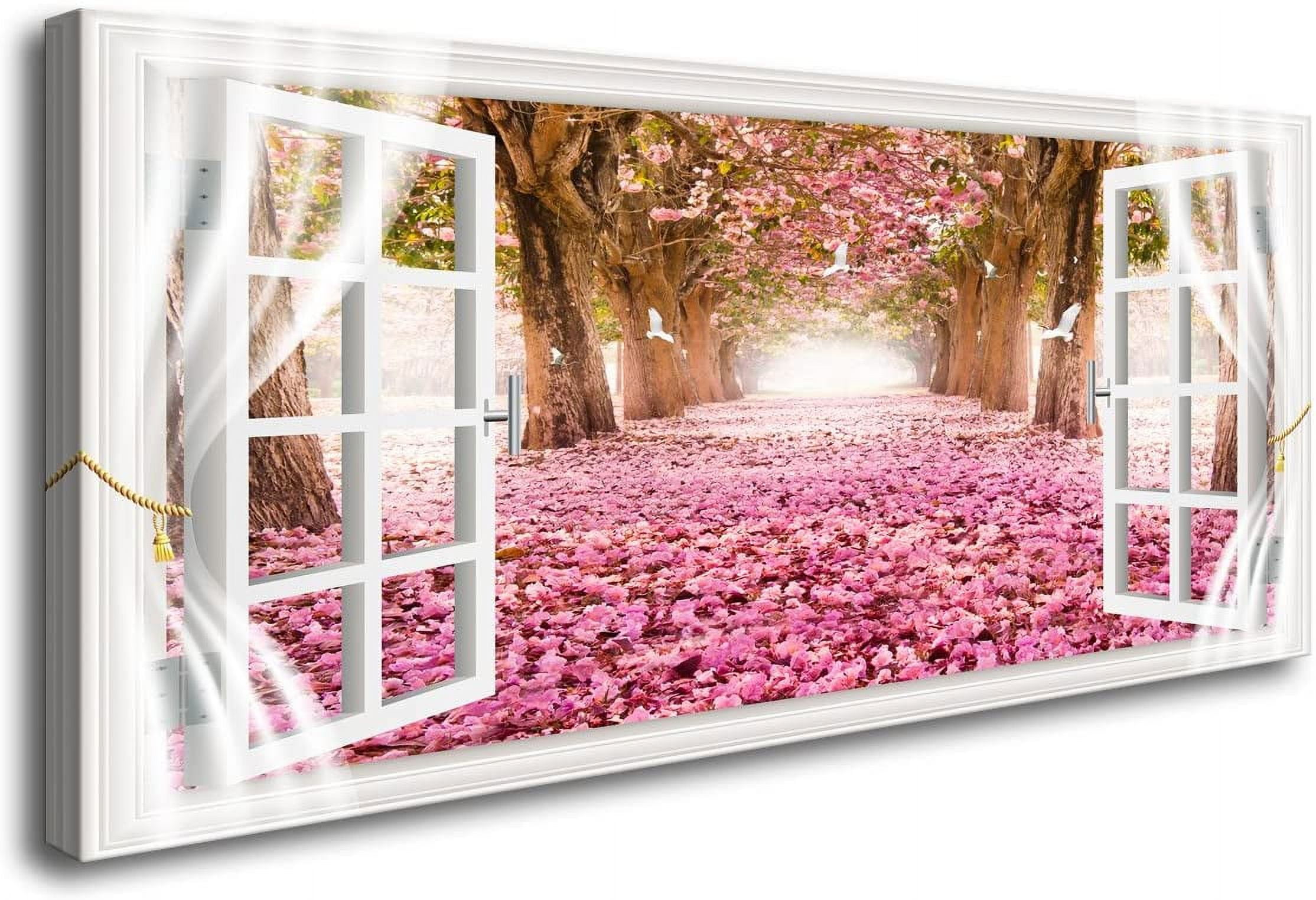 AVOI AH40150 Wall Art Trees and Pink Rose Paintings Printed Pictures ...