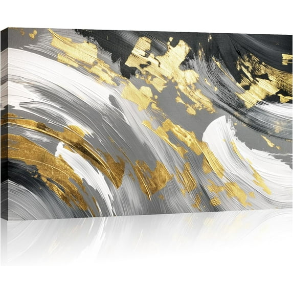 AVOI Abstrack Canvas Wall Art Wall Decor Black Gray Picture Gold ...
