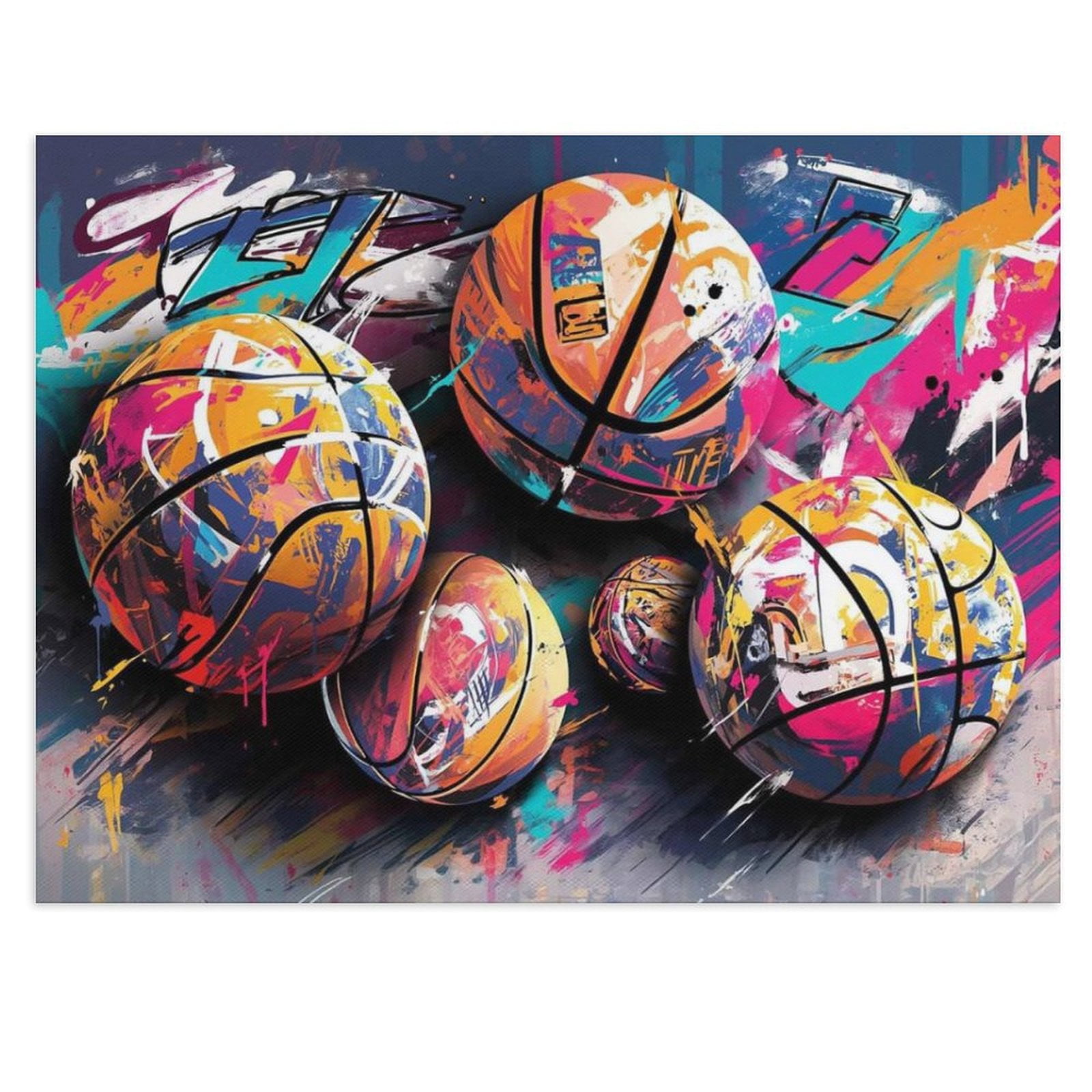 AVOI Abstract Basketball Wall Art Kids Room Decor Colorful Basketballer ...