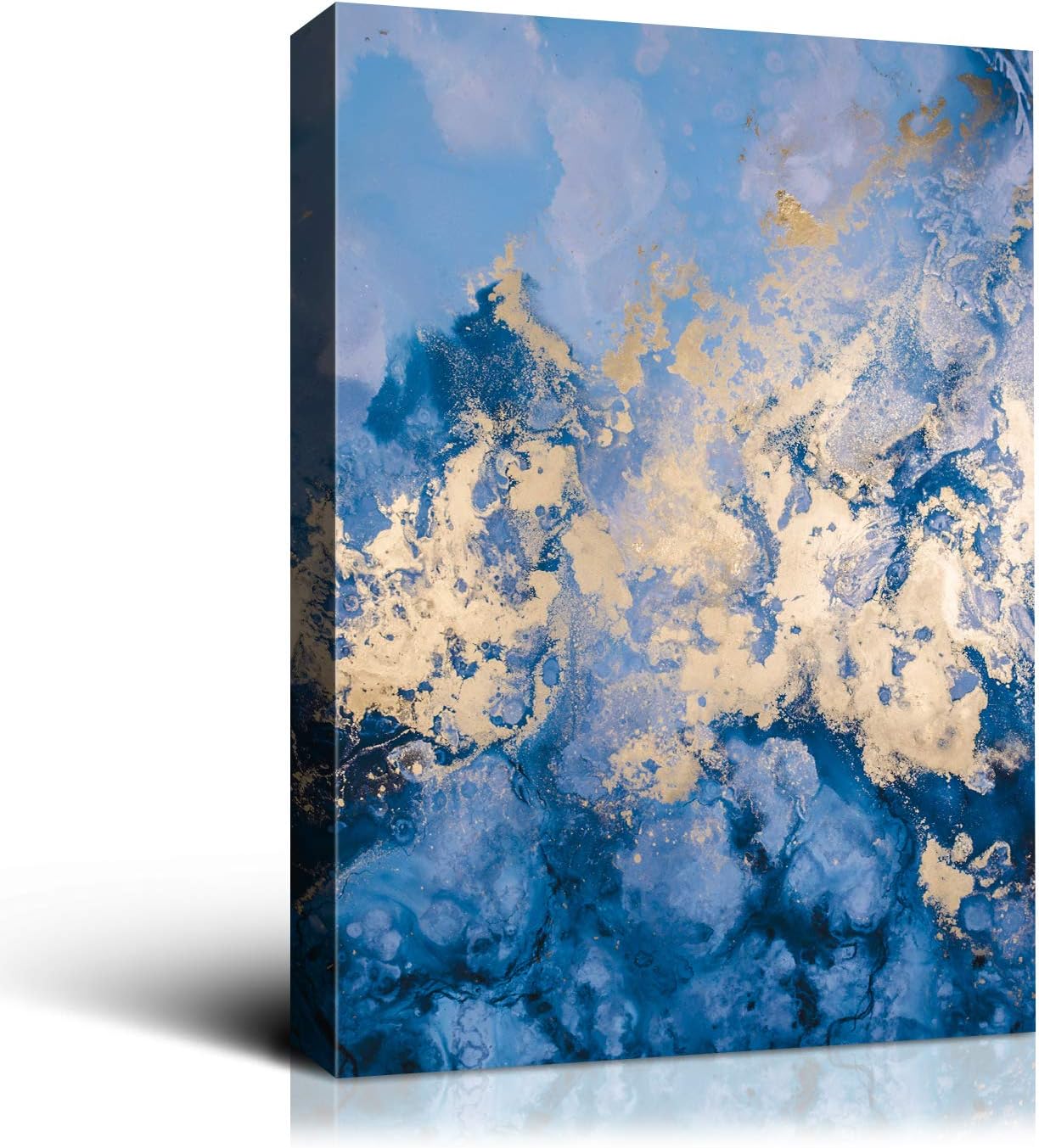 AVOI Abstract Blue and Gold Marble Picture Wall Art Prints on Canvas ...