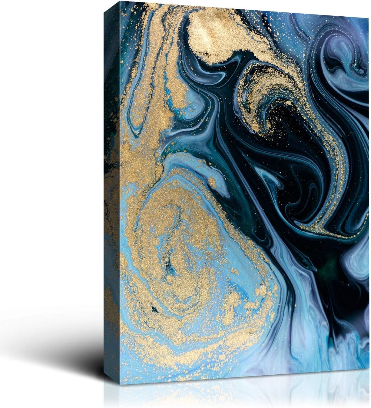 AVOI Abstract Blue and Gold Marble Picture Wall Art Prints on Canvas ...