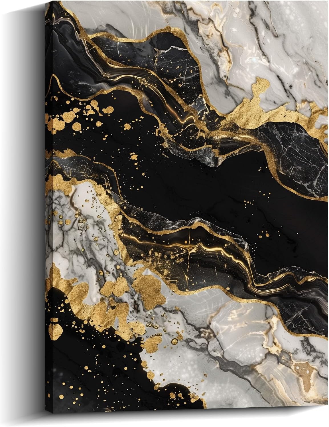 AVOI Abstract Canvas Prints Wall Art Black and Gold Pictures Abstract ...