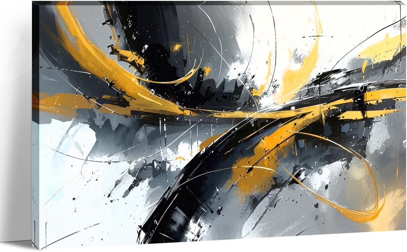 AVOI Abstract Canvas Wall Art for Living Room Gold Wall Decor Black and ...