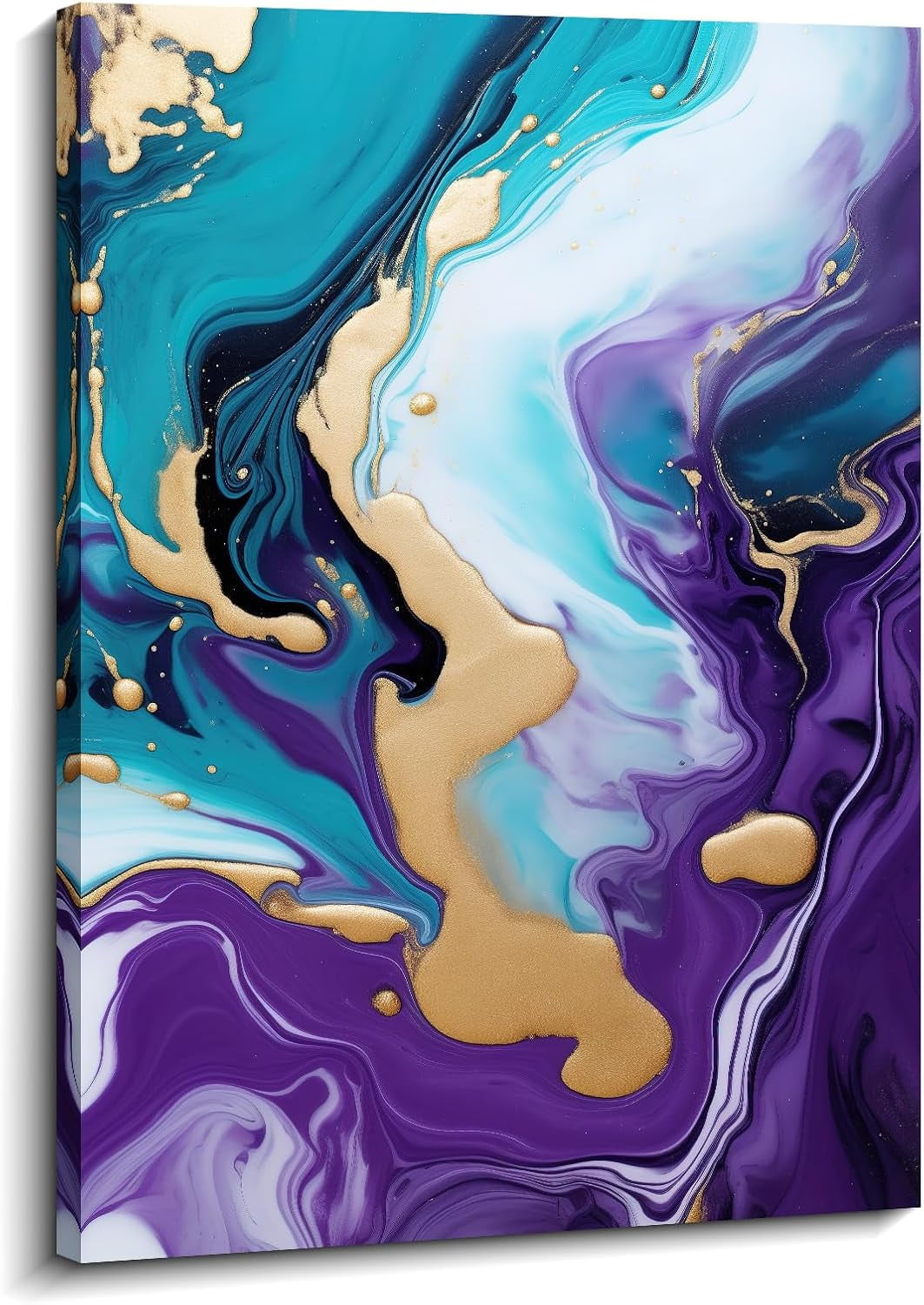 AVOI Abstract Canvas Wall Art Purple and Turquoise Picture Gold Texture ...