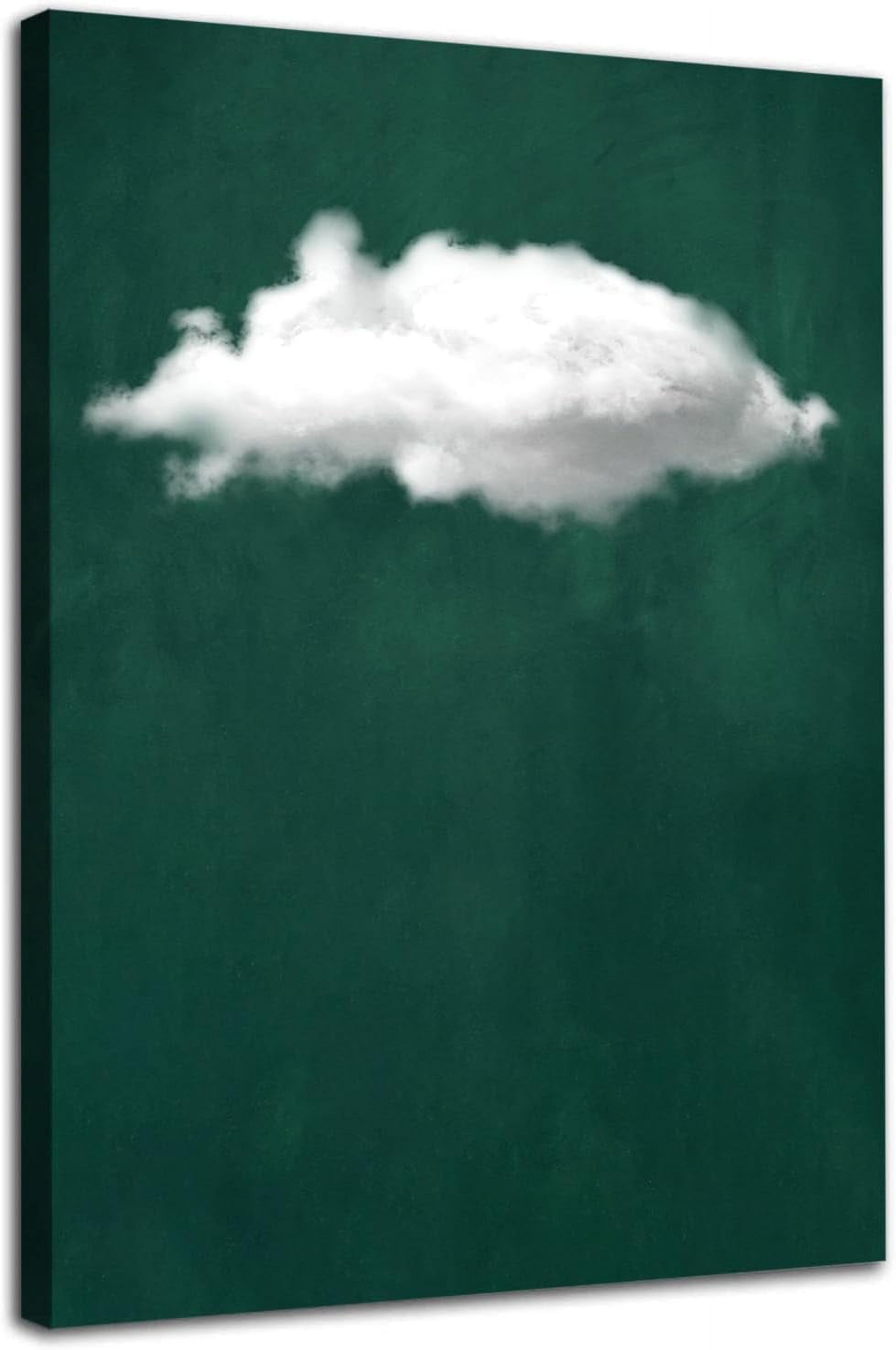 AVOI Abstract Cloud Canvas Wall Art Abstract Dark Green White Clouds Canvas Large Green ...
