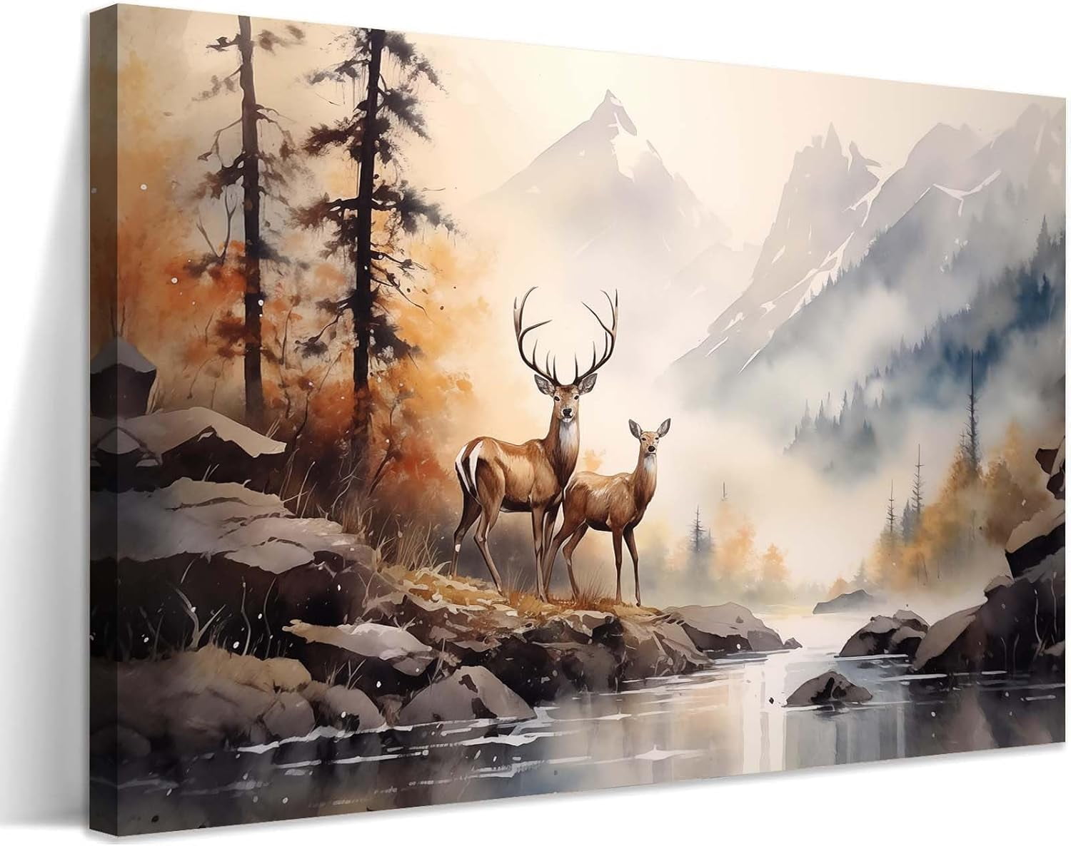 AVOI Abstract Deer Canvas Wall Art Wildlife Animal Posters Landscape ...