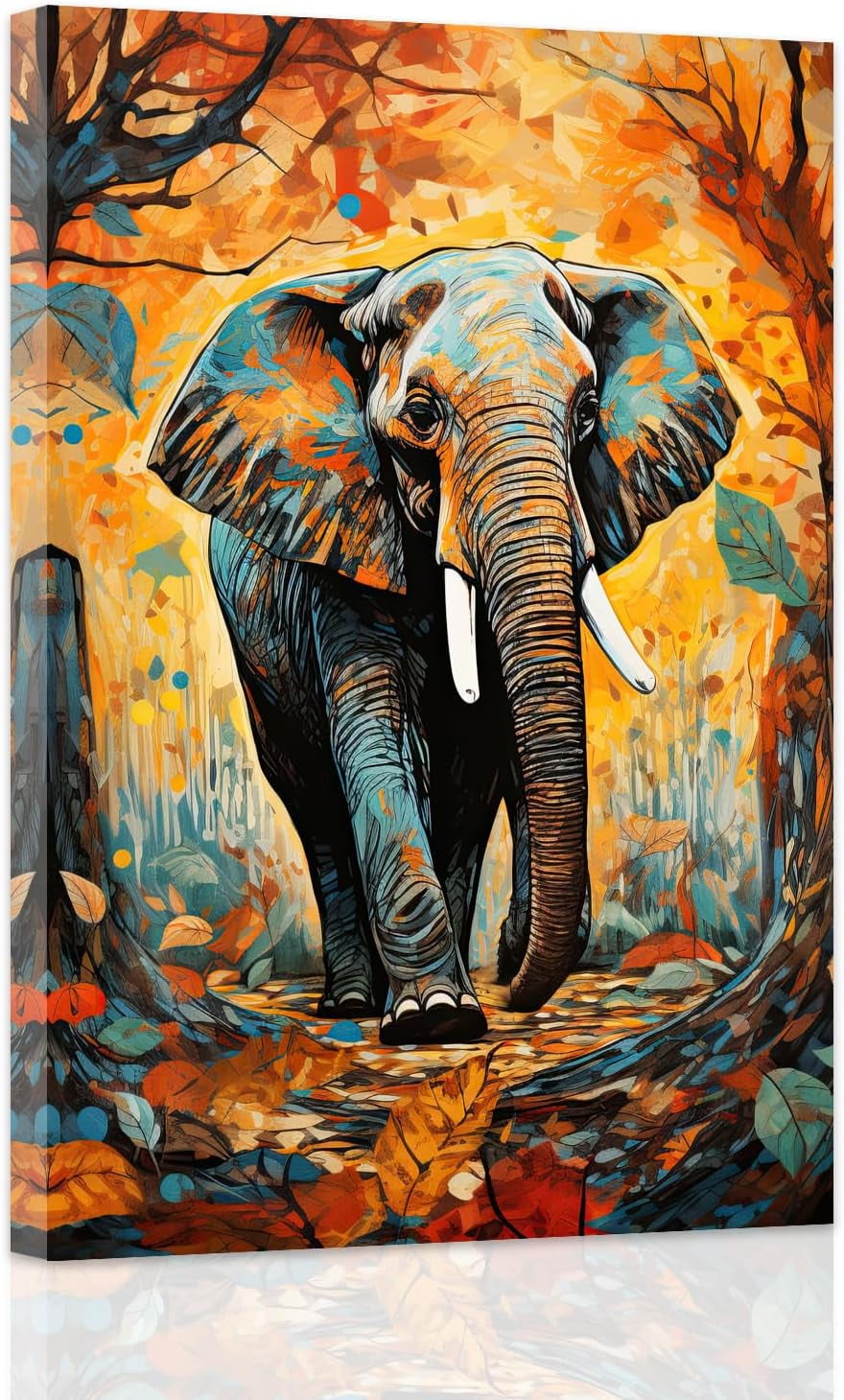 AVOI Abstract Elephant Wall Art African Wildlife Painting Colorful ...