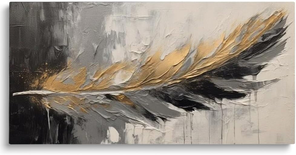 AVOI Abstract Feather Oil Painting On Canvas Texture Painting Wall Art ...