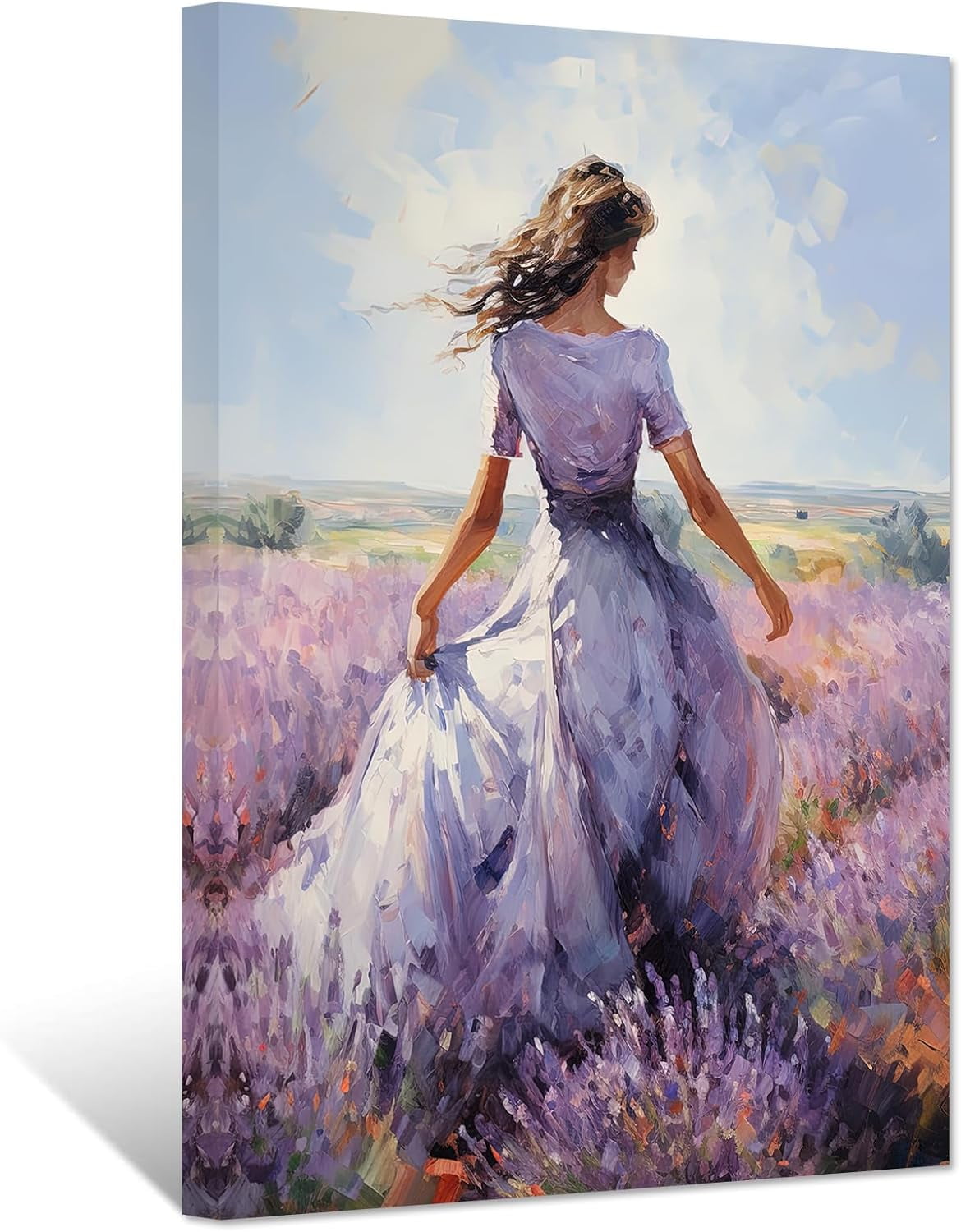 AVOI Abstract Girl Painting Prints Woman in Purple Lavender Field ...