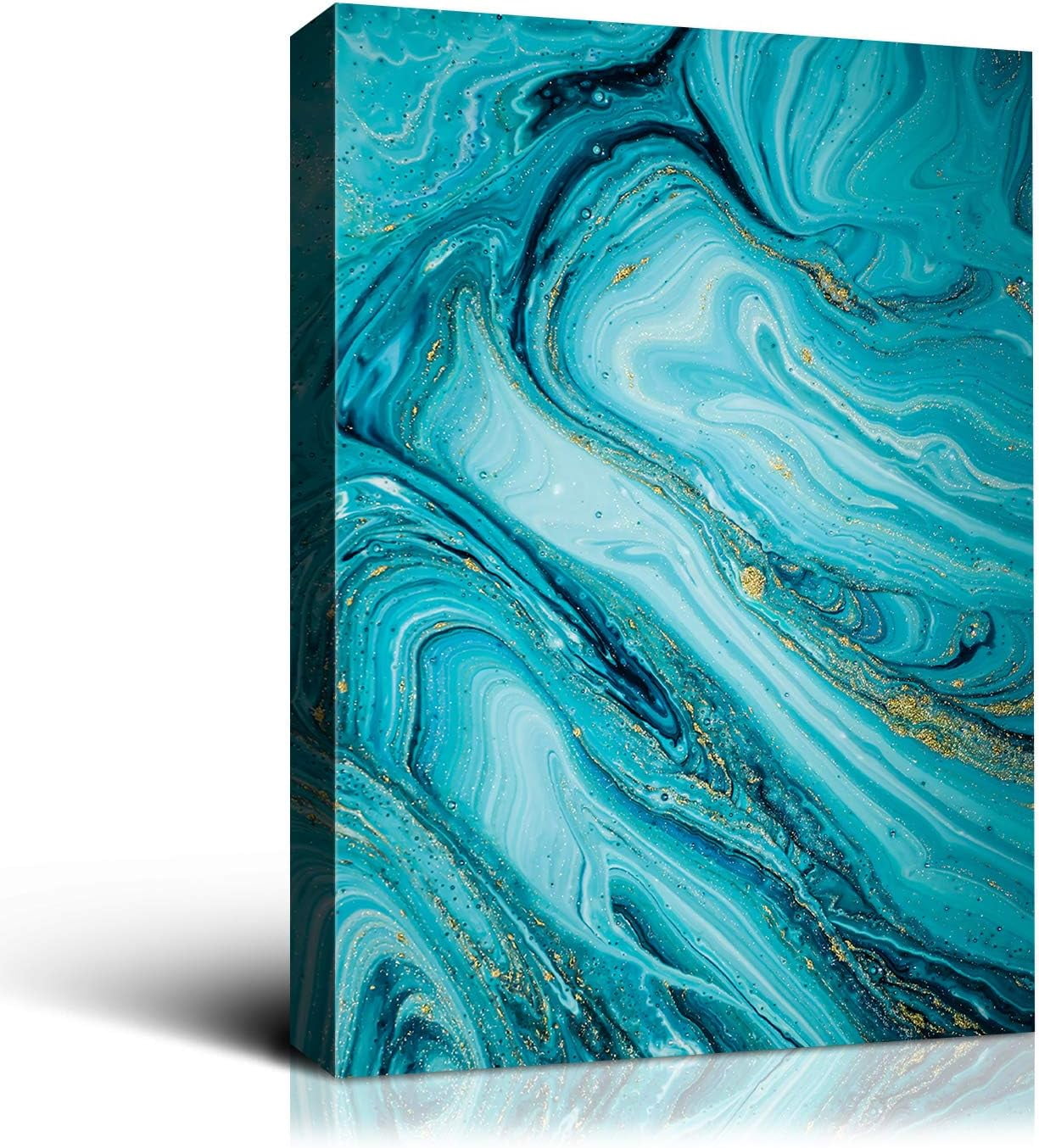 AVOI Abstract Green and Gold Marble Picture Wall Art Prints on Canvas ...