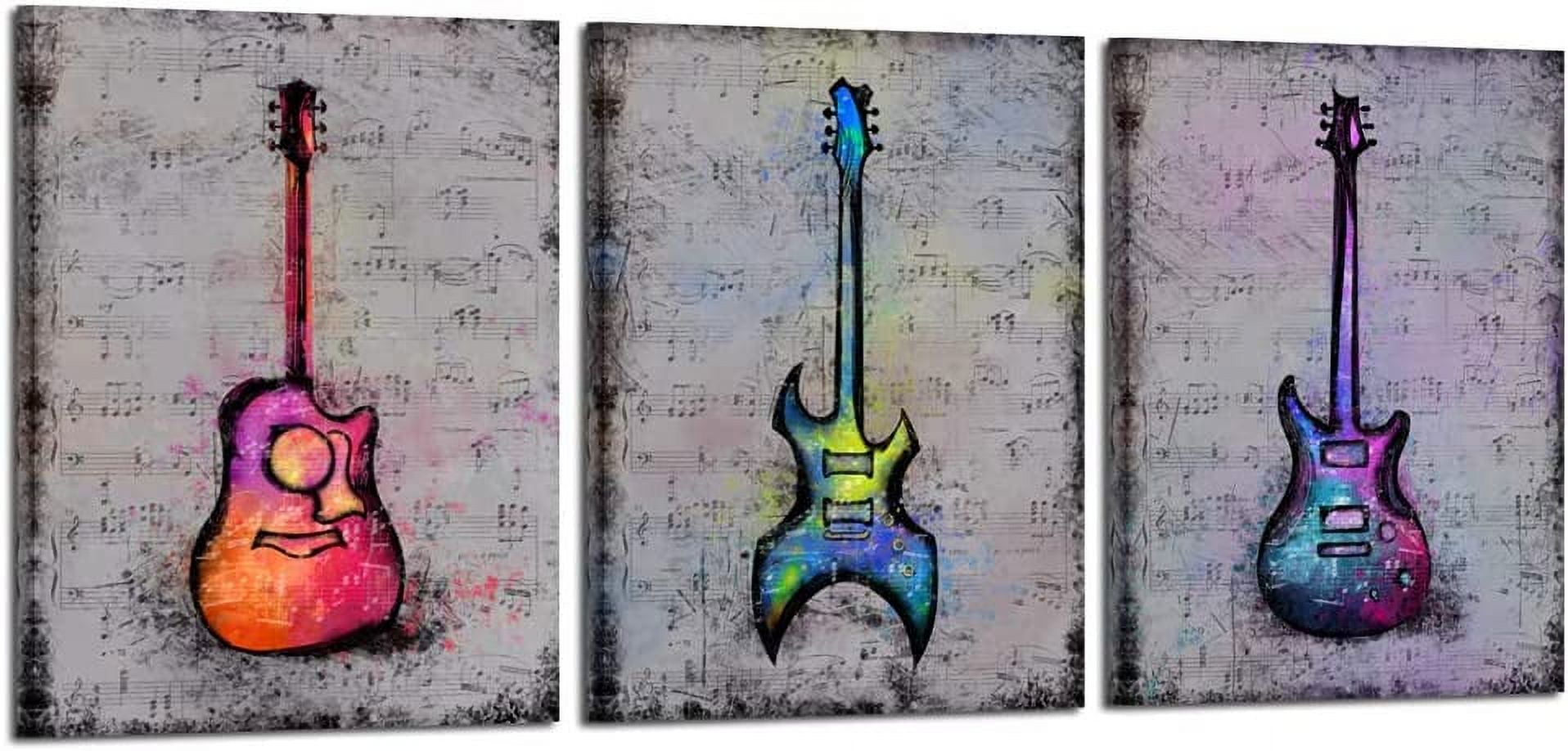 AVOI Abstract Guitar Music Wall Art Canvas Prints Musical Instruments ...