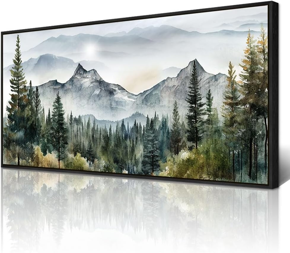 AVOI Abstract Mountain Landscape Wall Painting Black Unframed Canvas ...