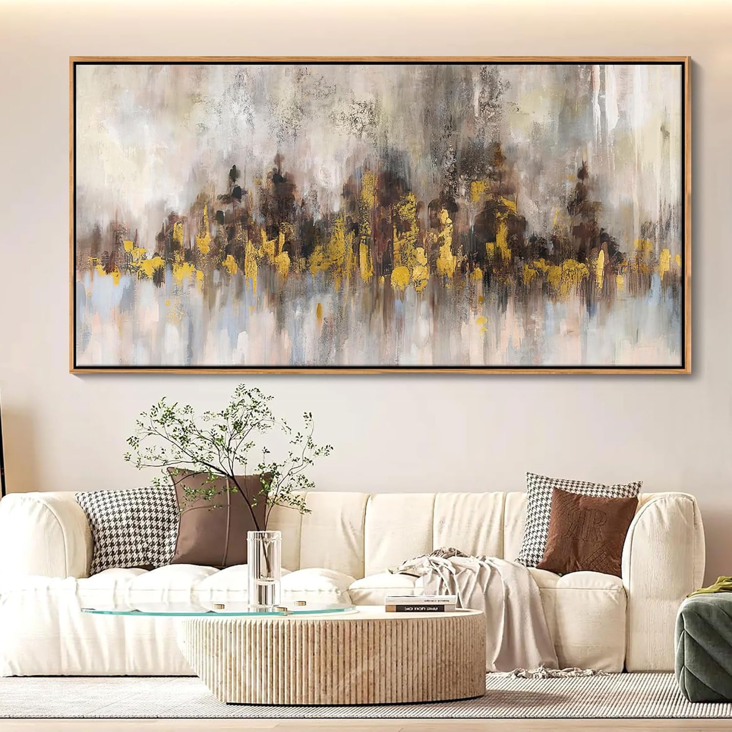 AVOI Abstract Painting Wall Art Black and Gold Picture for Living Room ...