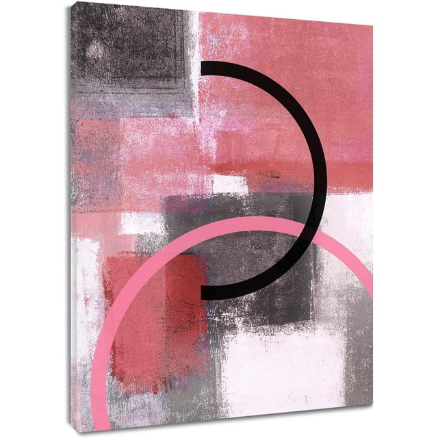 AVOI Abstract Pink Wall Art for Bathroom Grey White Geometric Pattern ...