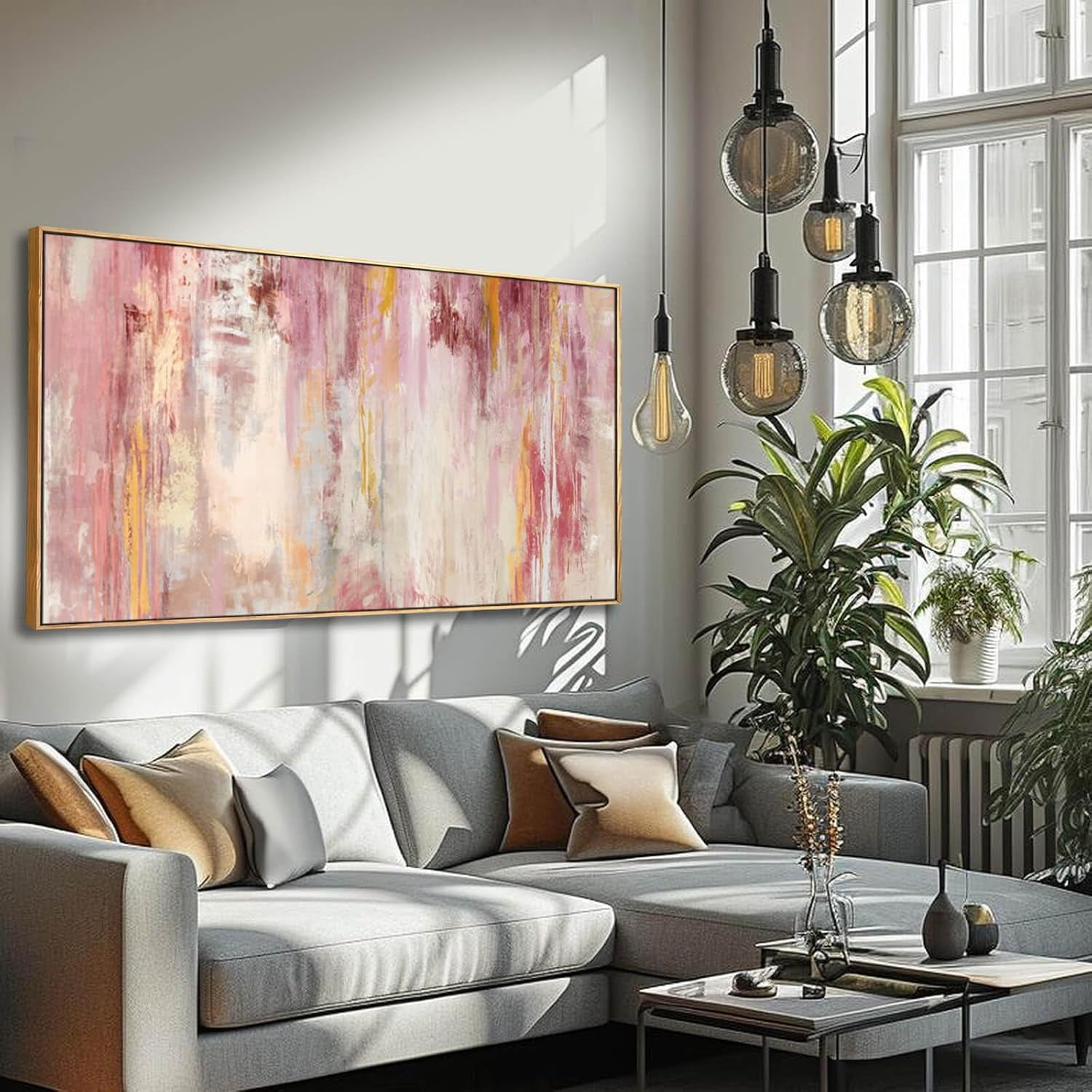 AVOI Abstract Pink Wall Art/Unframe Artwork Wall Art/Oil Painting Home ...