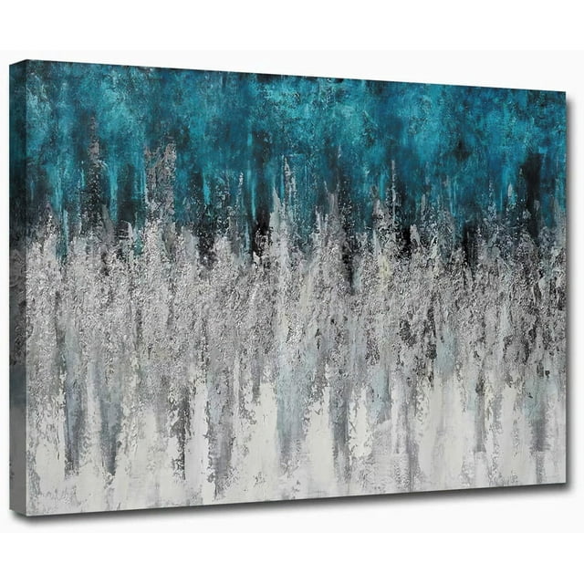 AVOI Abstract Teal Canvas Wall Art Turquoise Abstract Paint Teal and ...