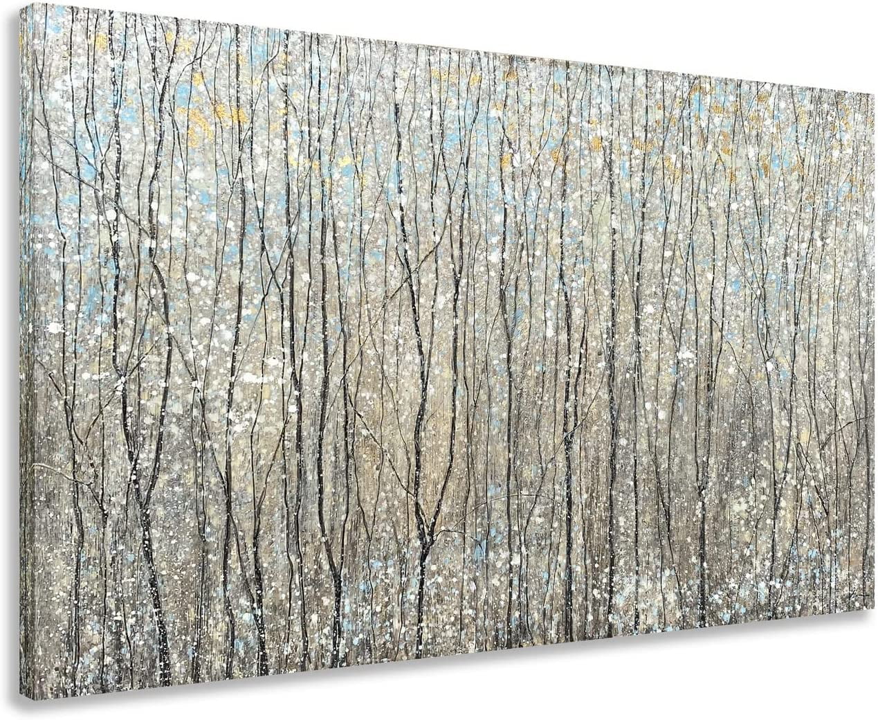 AVOI Abstract Tree Canvas Wall Art - Brown Forest Paintings with Gold ...