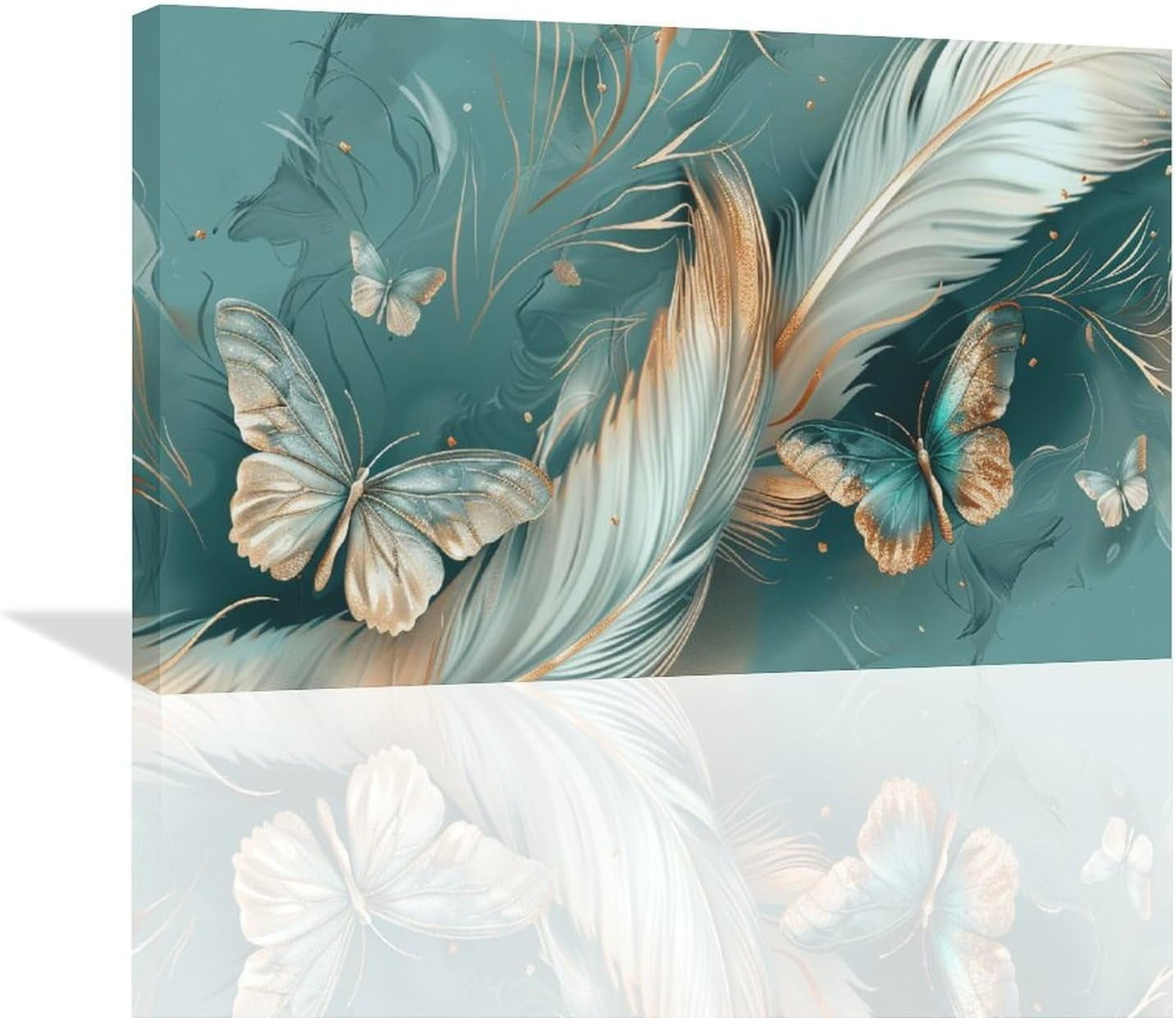 ASPORIC Canvas Print Wall Art Galloping White, Brown & Black Horses ...