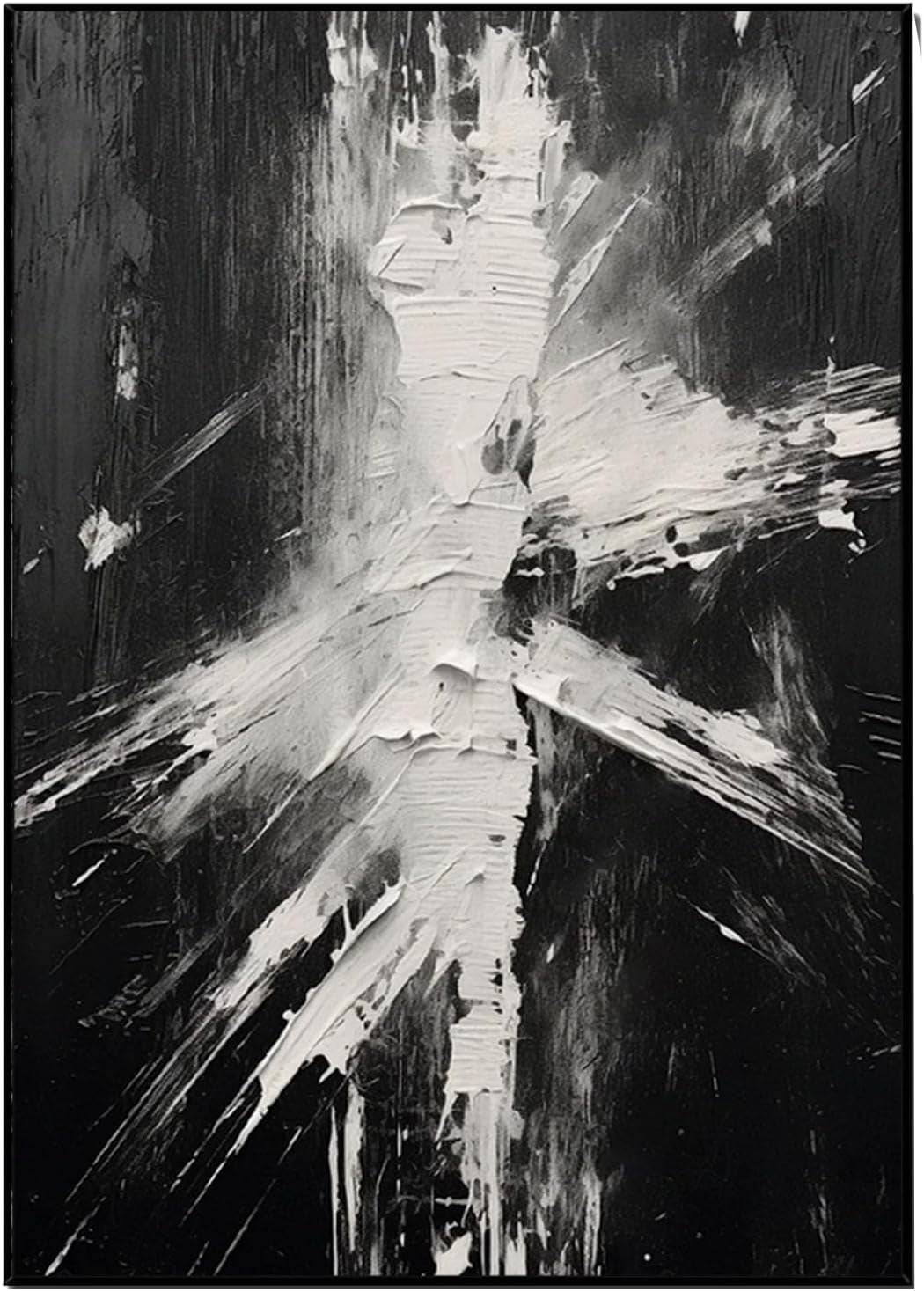 AVOI Abstract Wall Art Black and White - Hand Painted Oil Painting on ...