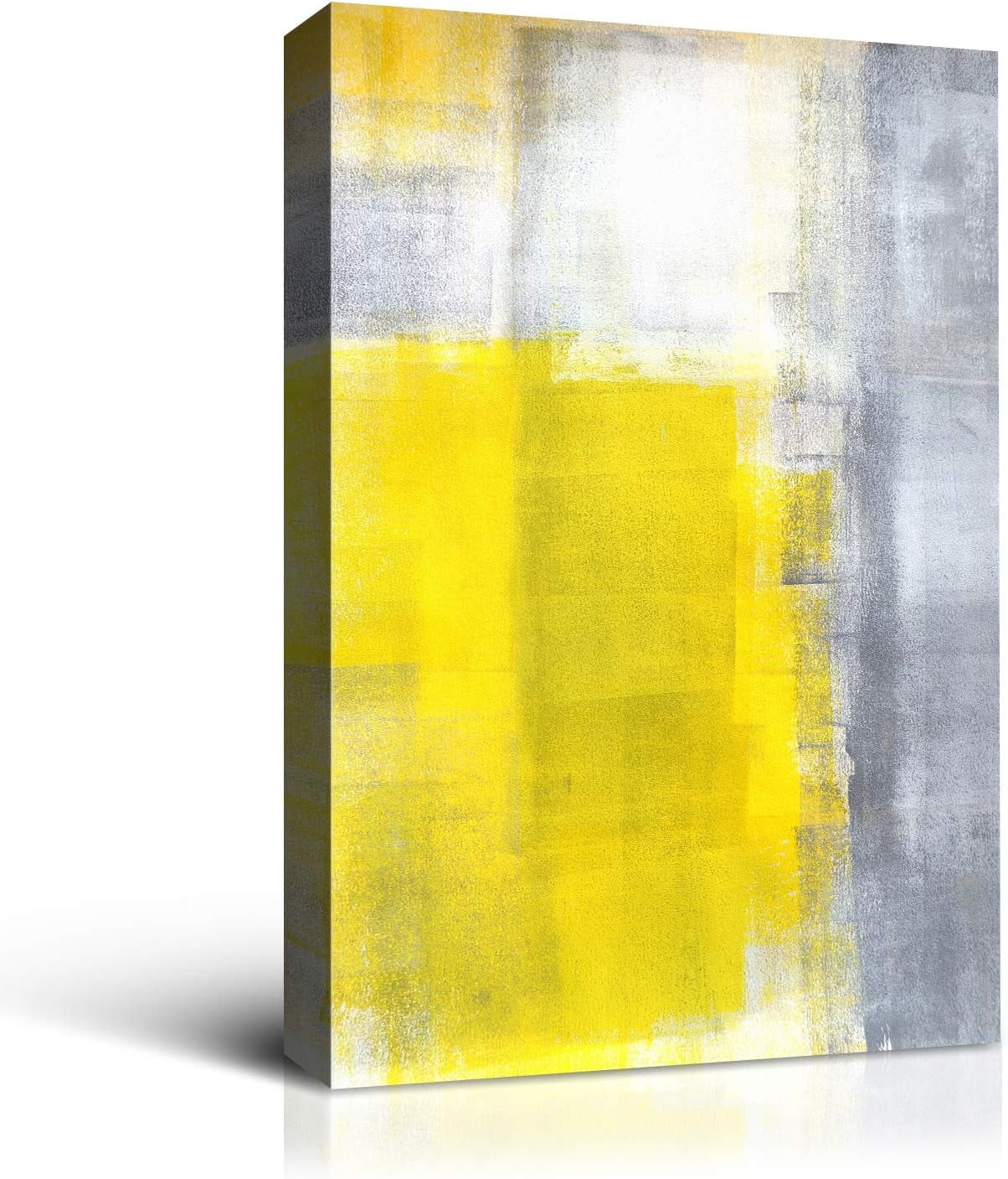 AVOI Abstract Wall Art Canvas Picture Yellow and Gray Artwork Modern ...