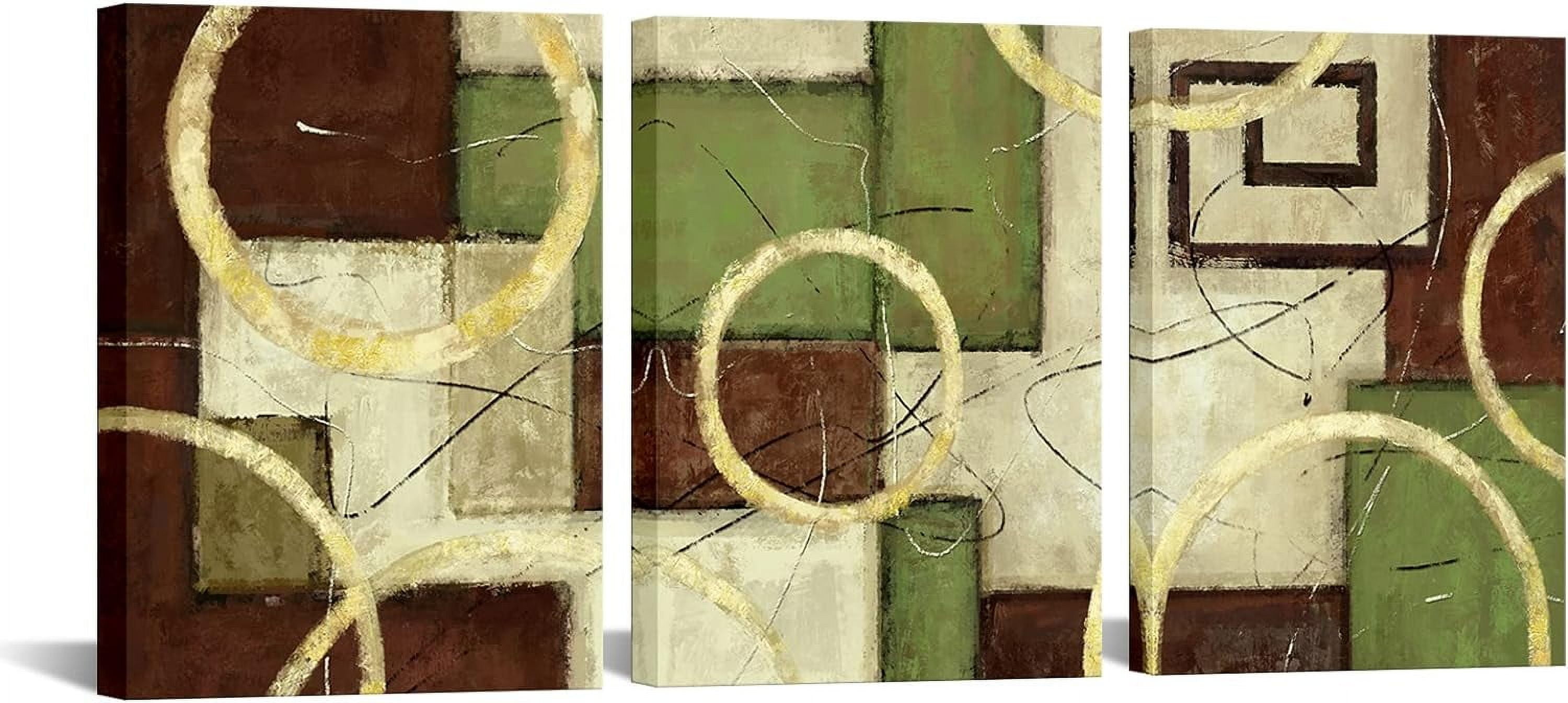 AVOI Abstract Wall Art Geometric Canvas Circle Painting Modern Brown ...