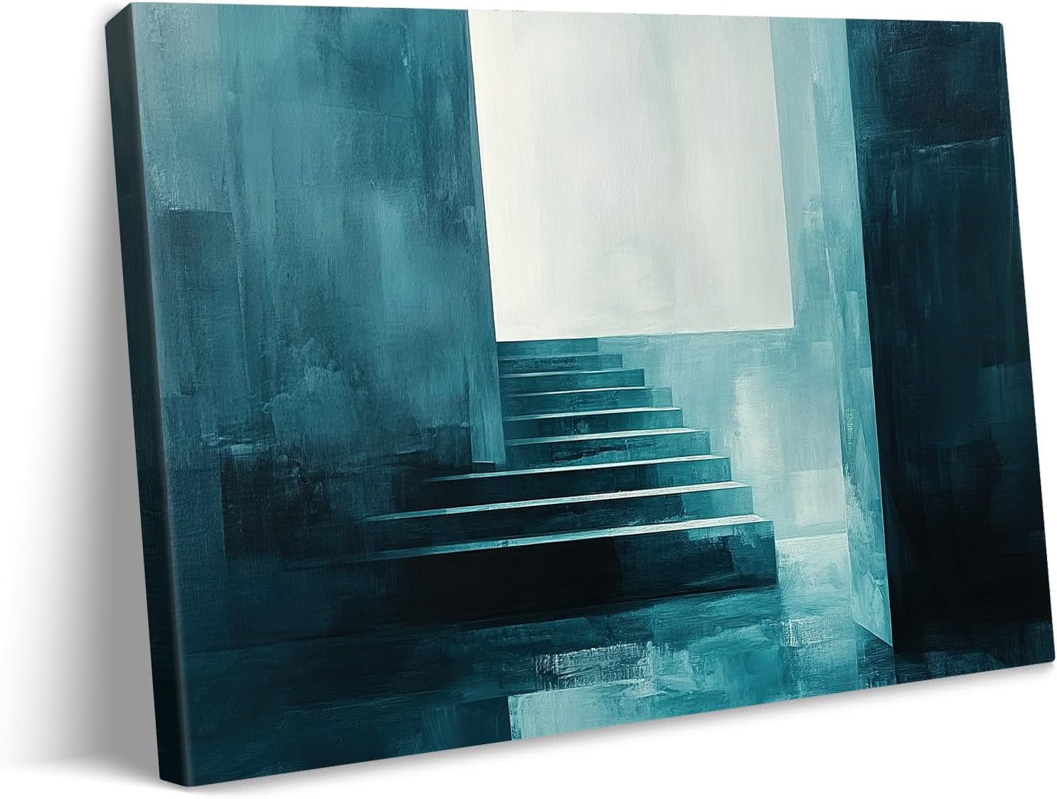 AVOI Abstract Wall Art Geometric Canvas Painting Blue and White ...