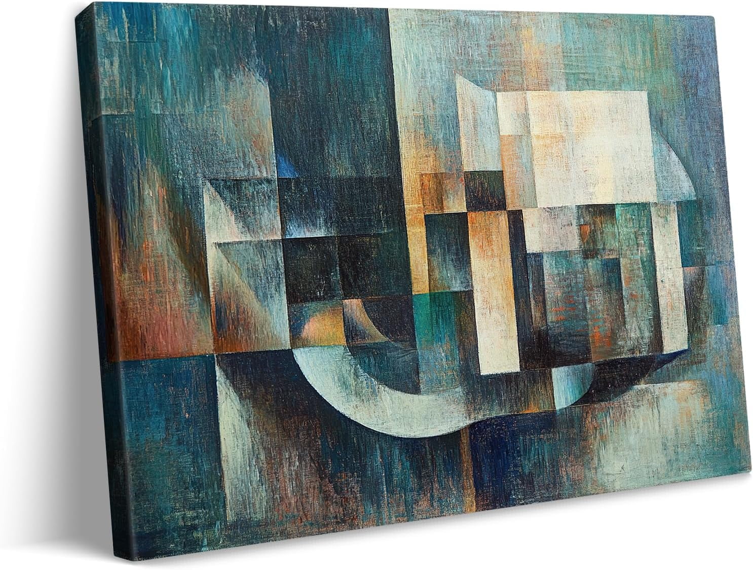 AVOI Abstract Wall Art Geometric Canvas Painting Large Modern Blue ...