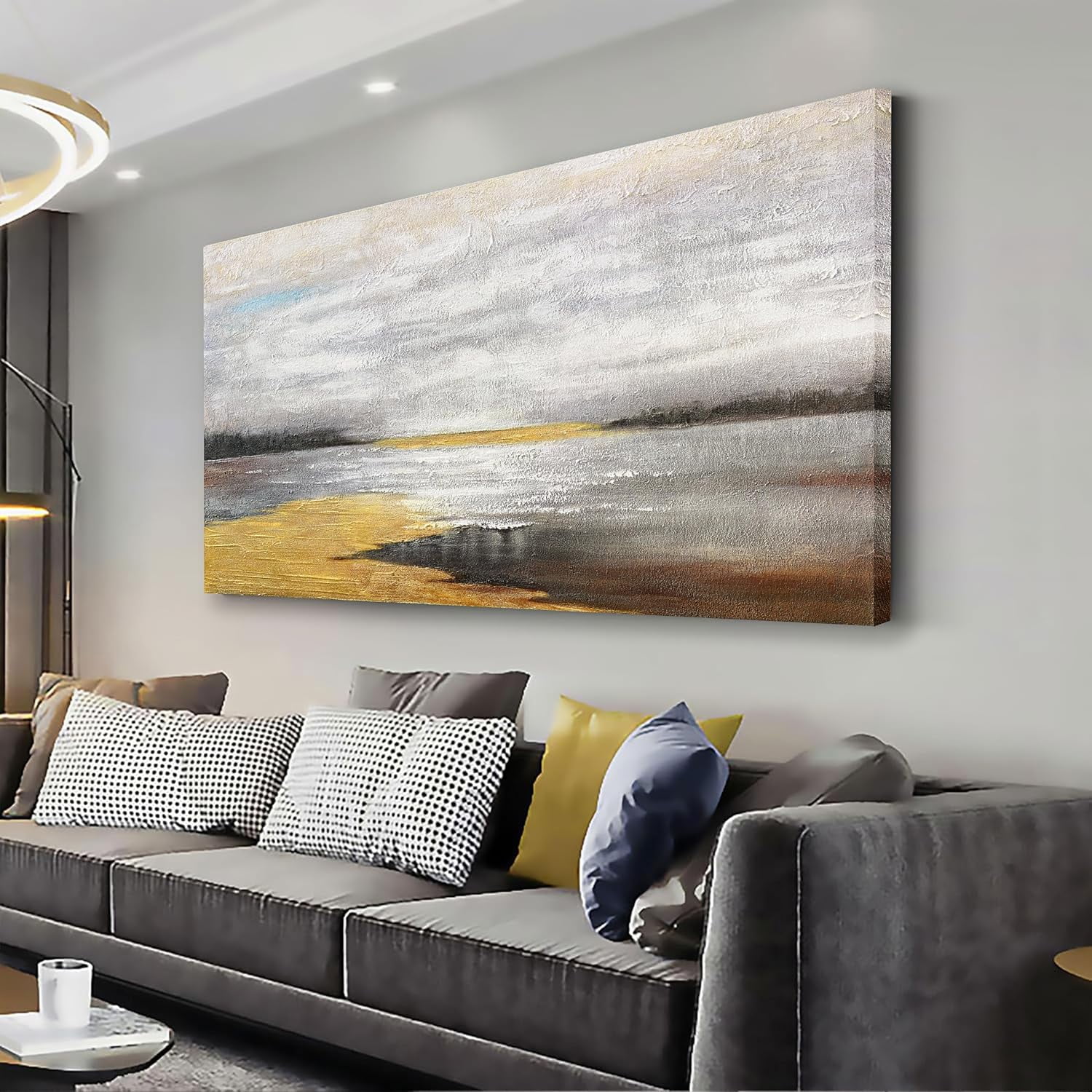 AVOI Abstract Wall Art Gold and Gray Brown Abstract Wall Decor Canvas ...