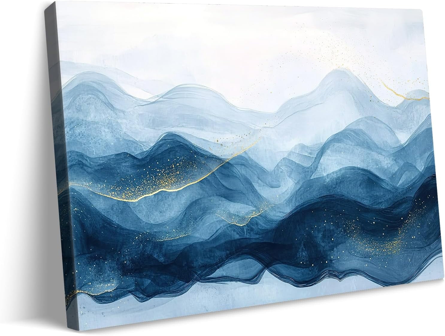 AVOI Abstract Wall Art Water Flow Canvas Painting Large Size Blue and ...