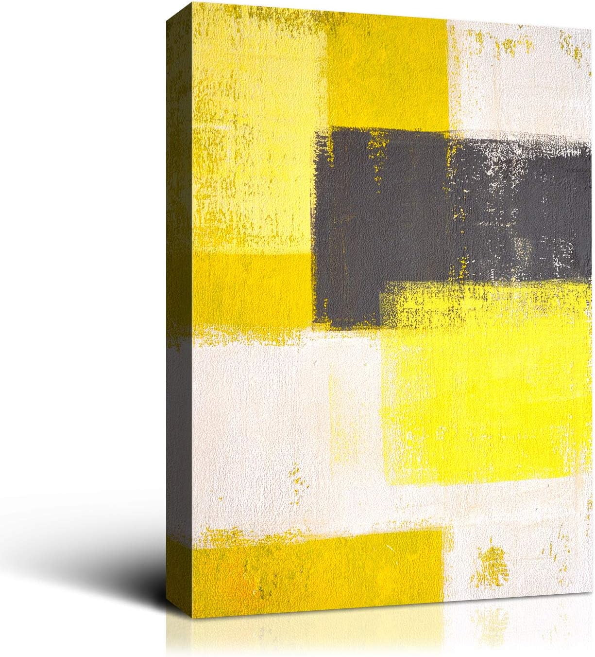 AVOI Abstract Wall Art - Yellow and Gray Picture Wall Art on Canvas ...