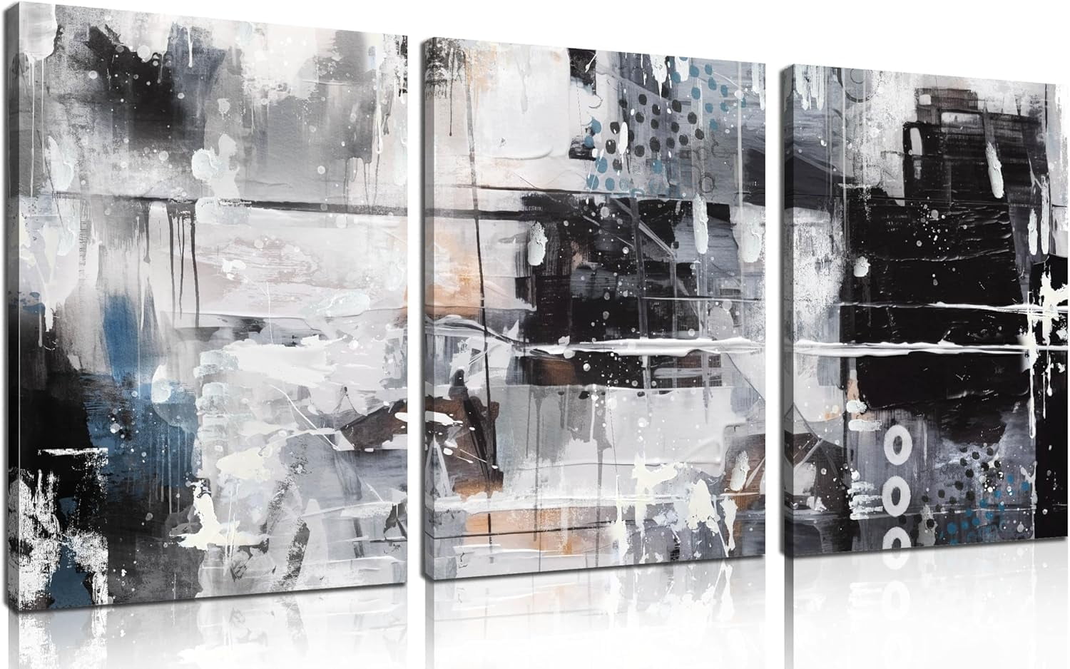 AVOI Abstract Wall Art for Living Room - Modern Black and White Wall ...