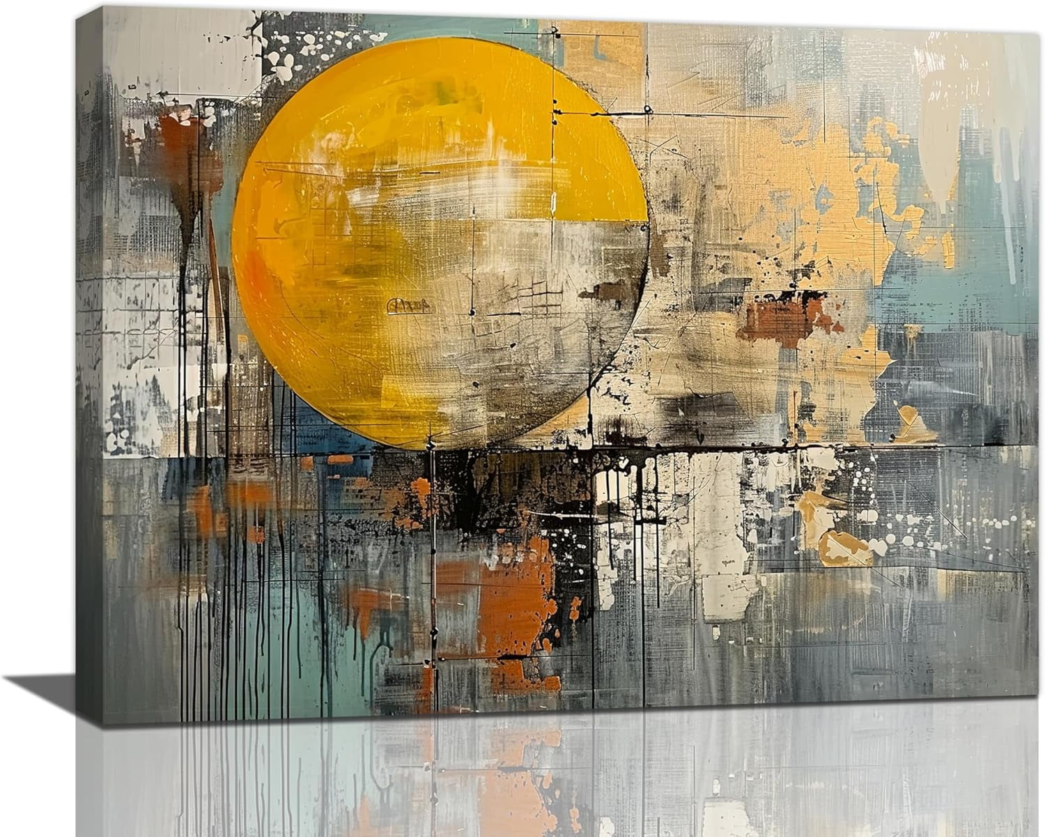 AVOI Abstract Wall Decor Gold Grey Textured Abstract Aesthetic Pictures ...