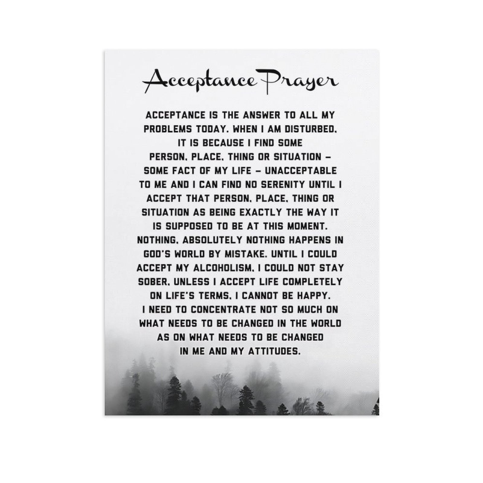AVOI Acceptance Prayer Poster - AA NA - Alcoholics & Narcotics Anonymous - Addiction Recovery ...