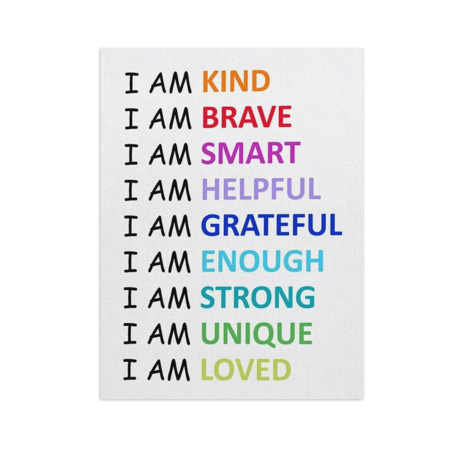 AVOI Affirmations for Kids Canvas Wall Art,I Am Kind,Brave Motivational ...