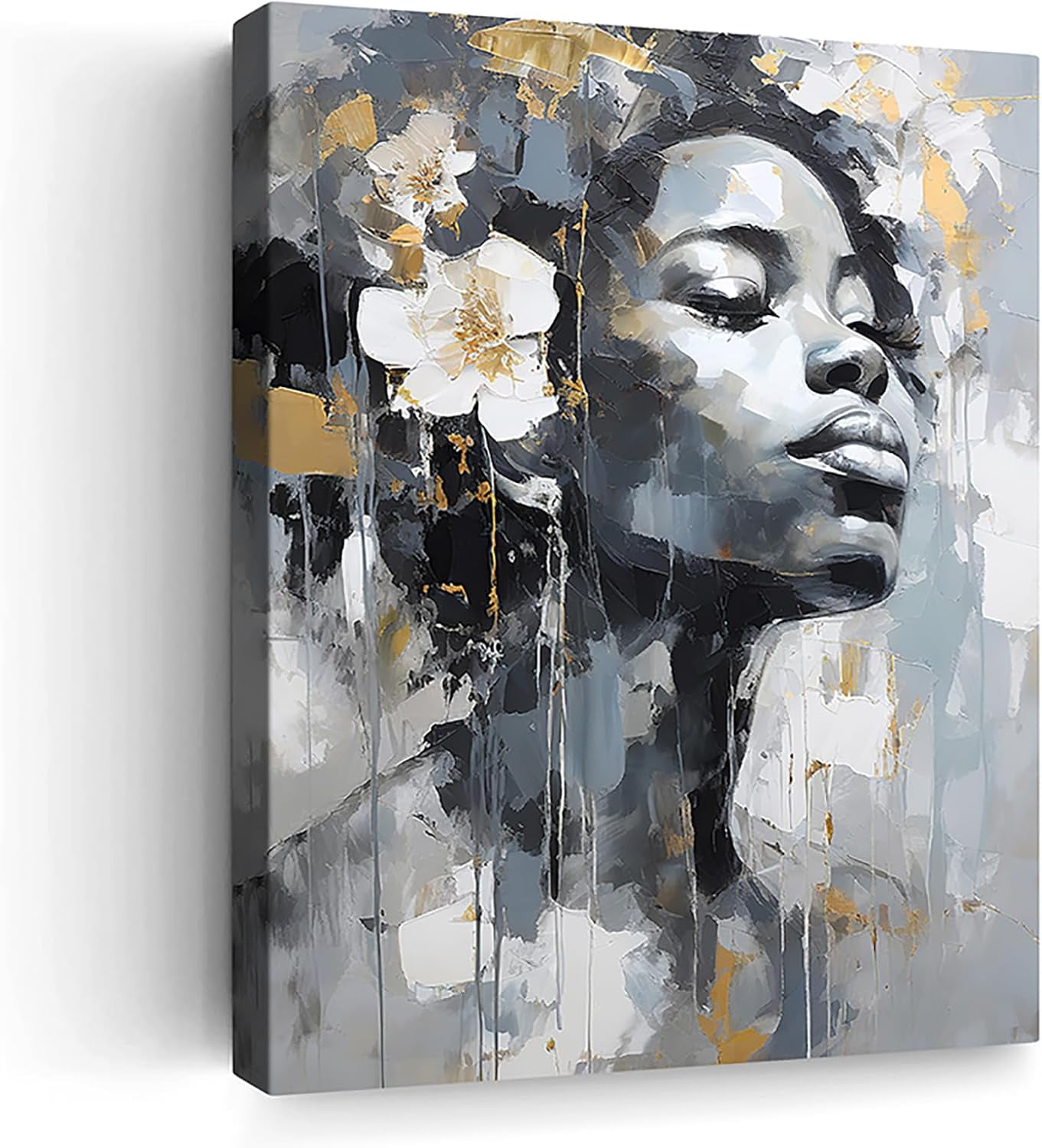 AVOI African American Black Girl Woman Women Abstract Flower Pictures Prints Painting Picture ...