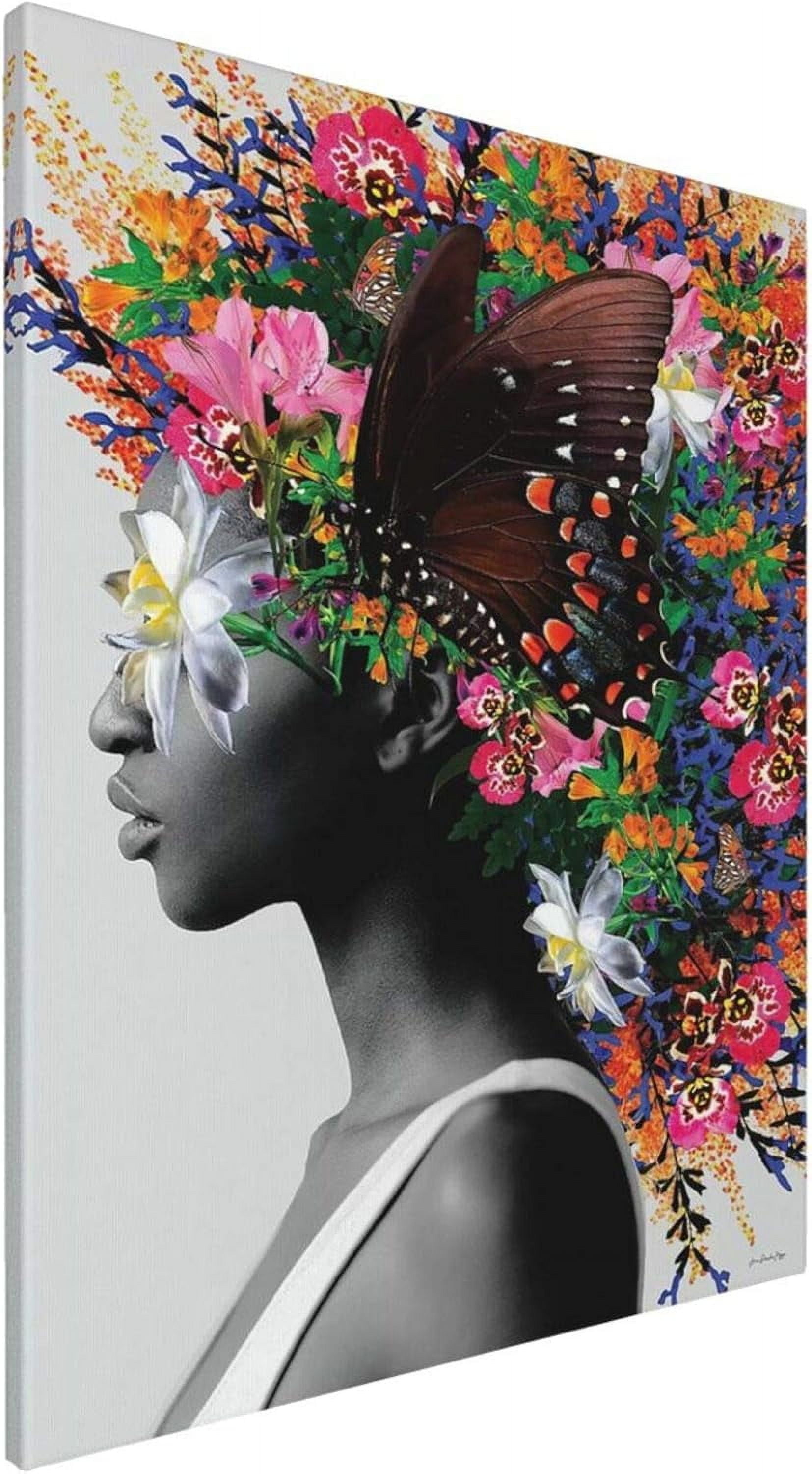 AVOI African American Black Women Wall Art For Decor Flowers And Black African Girl Canvas Wall ...