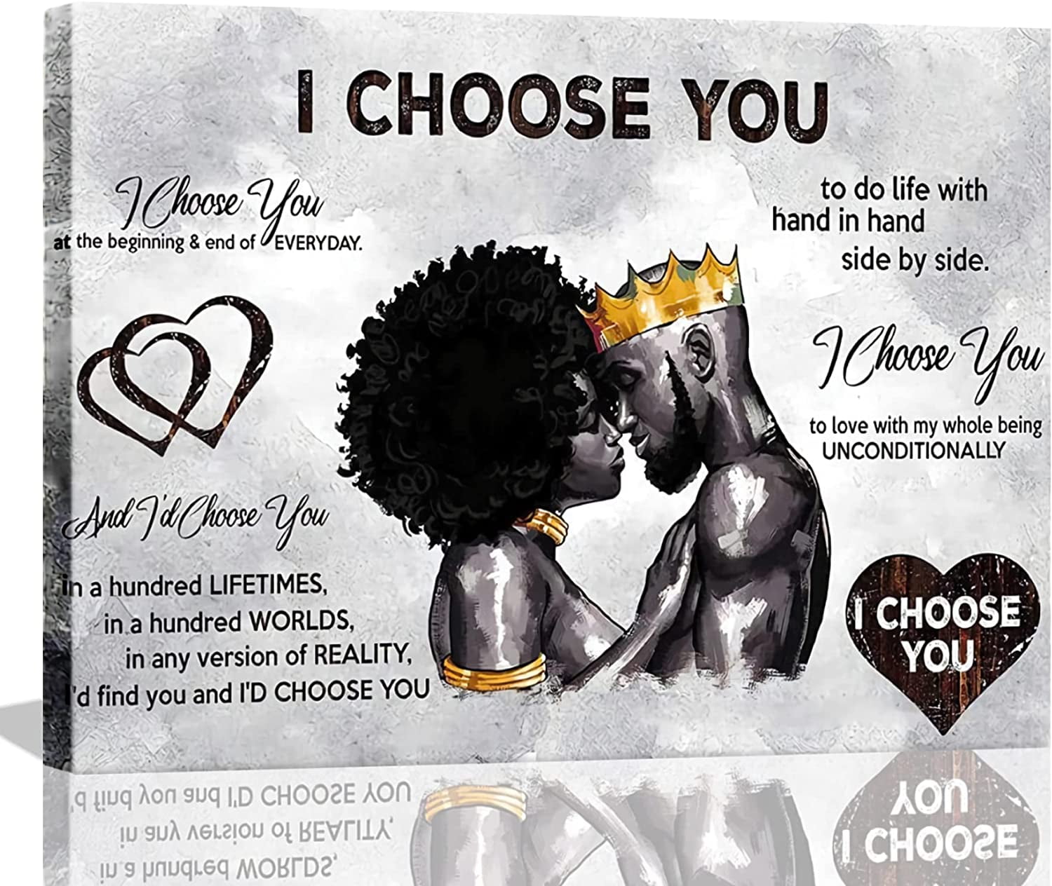 AVOI African American Canvas Prints Couple I Choose You Poster King and Queen Wall Art Afro ...
