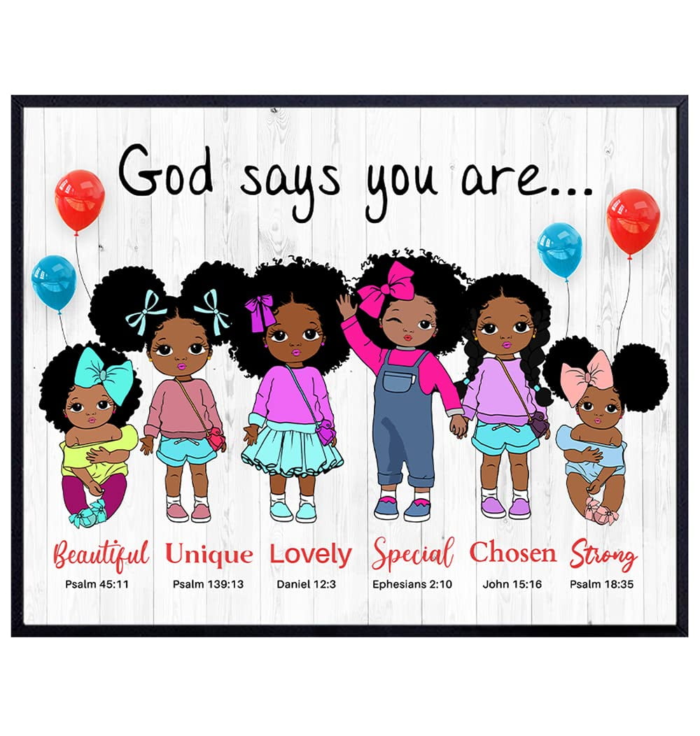 AVOI African American Girls Religious Decor - Spiritual Scripture Bible ...