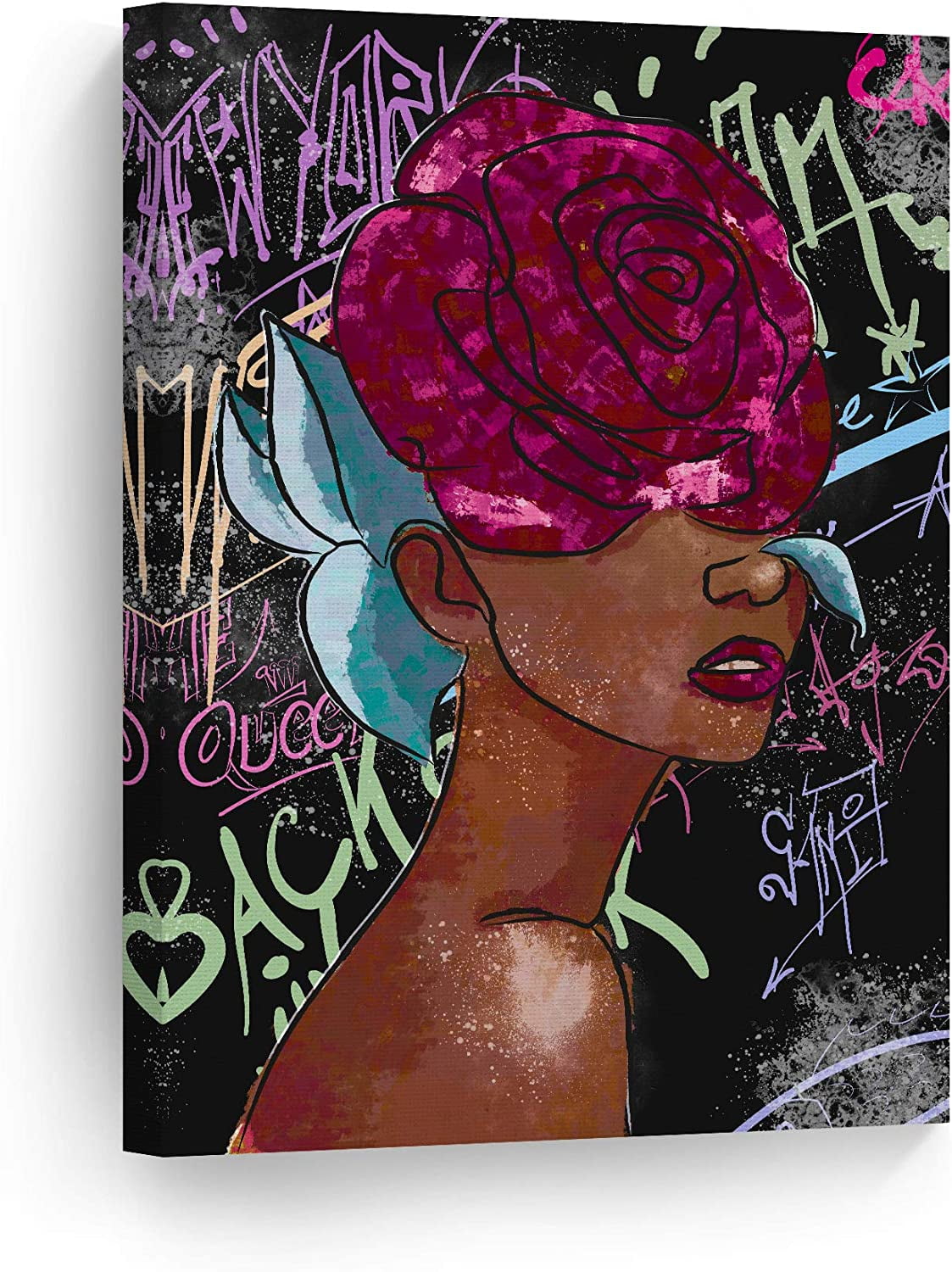 AVOI African American Wall Art, Black Art Wall Decor, African American Black Art, Black Girl ...