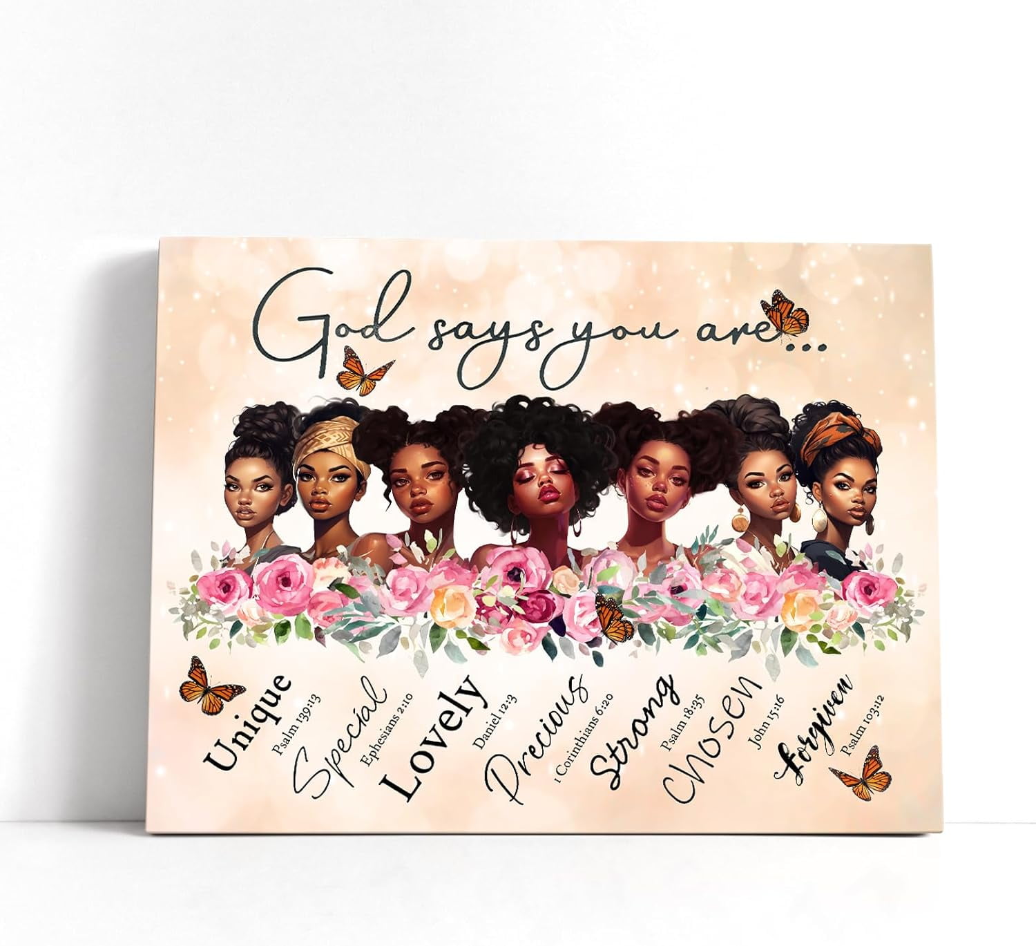 AVOI African American Wall Art Black Girl Wall Art Christian Gifts for Women God Says You Are ...