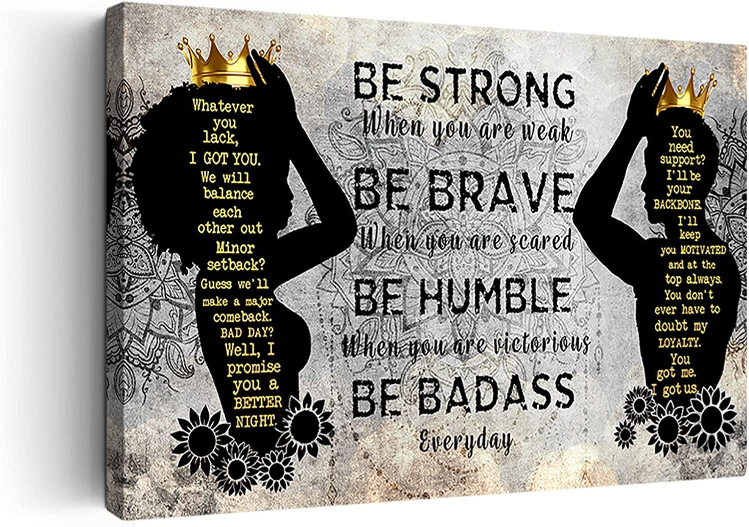 AVOI African American Wall Art Black King And Queen Canvas Print Painting Picture Artwork Black ...