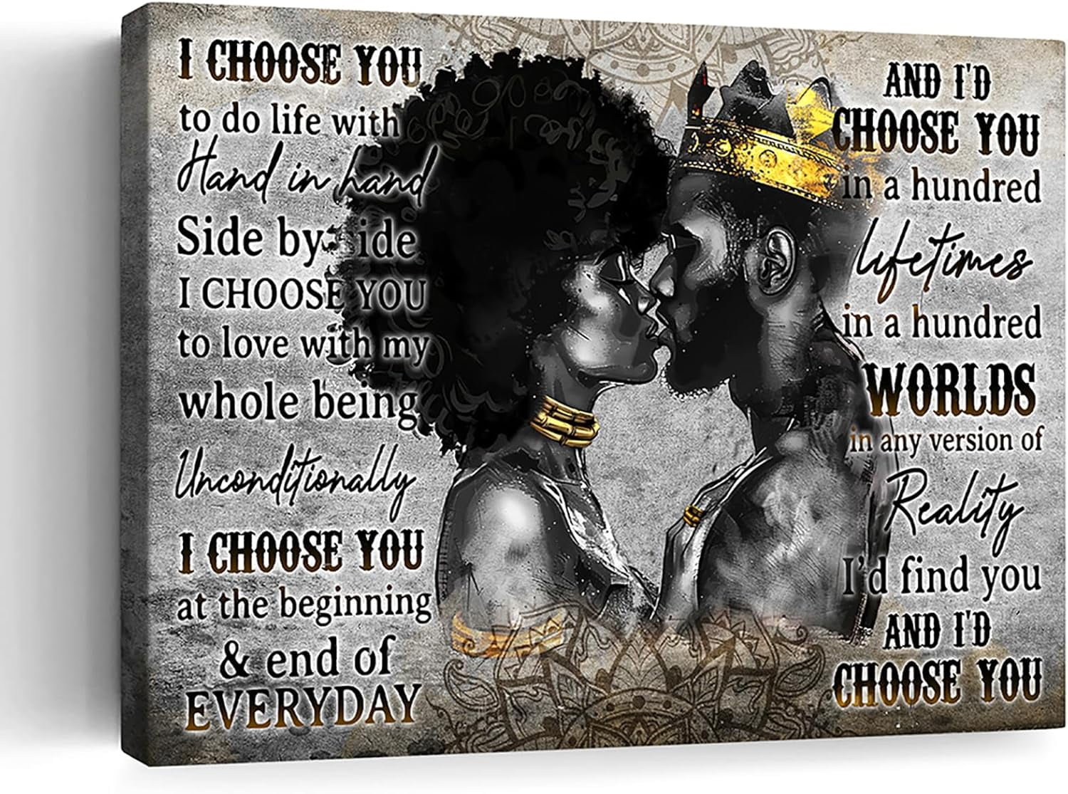 AVOI African American Wall Art Black King and Queen Wall Art I Choose ...
