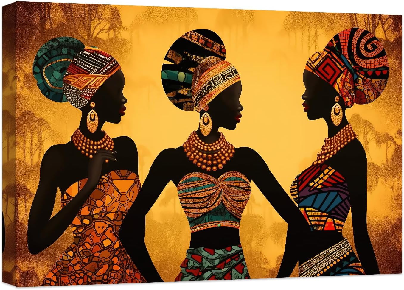 AVOI African American Woman Wall Art Black Art Wall Decor African Tribal Painting Africa Ethnic ...