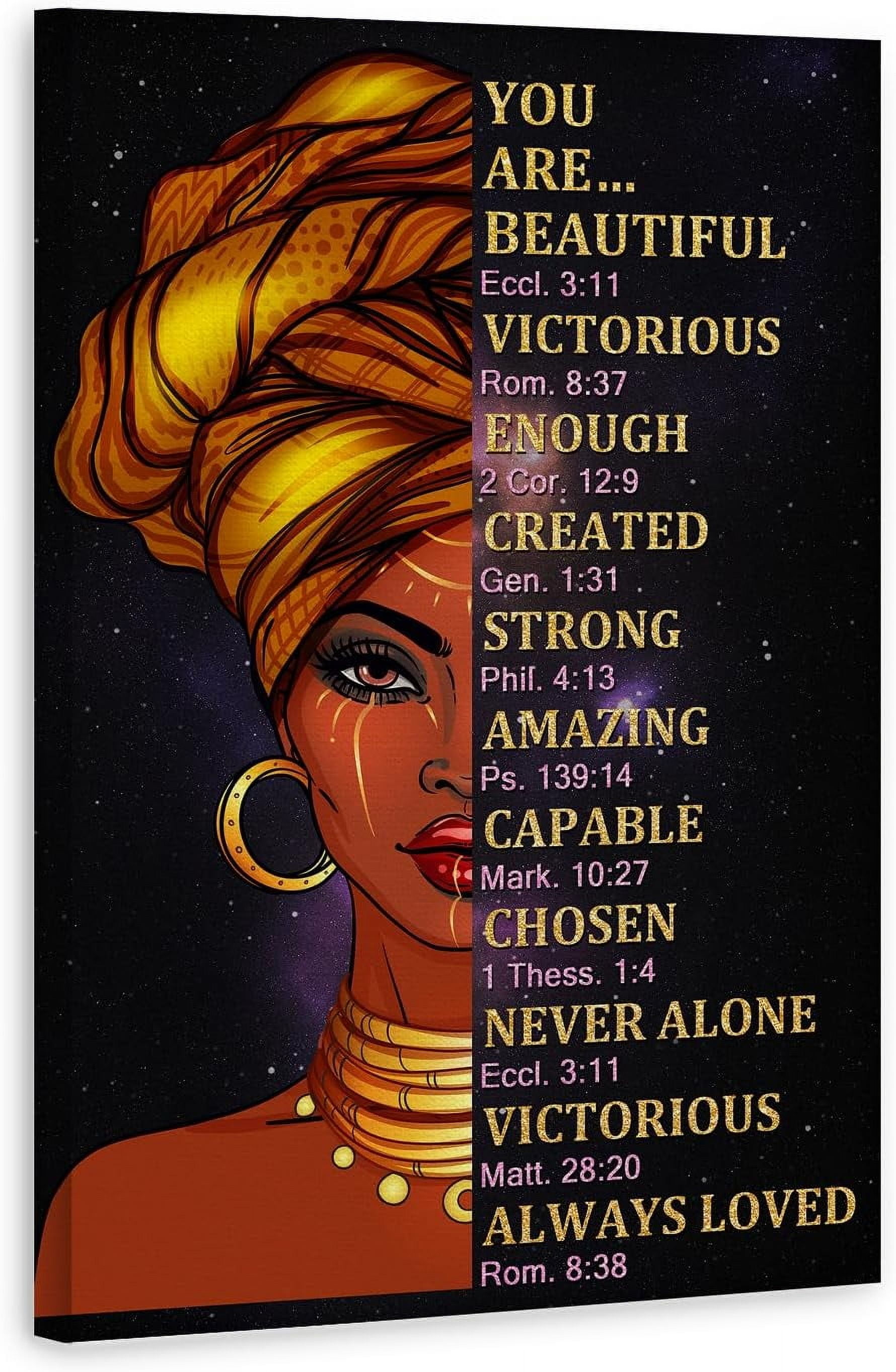 AVOI African American Women Wall Art Motivational Black Girl Canvas Printed Painting You Are ...